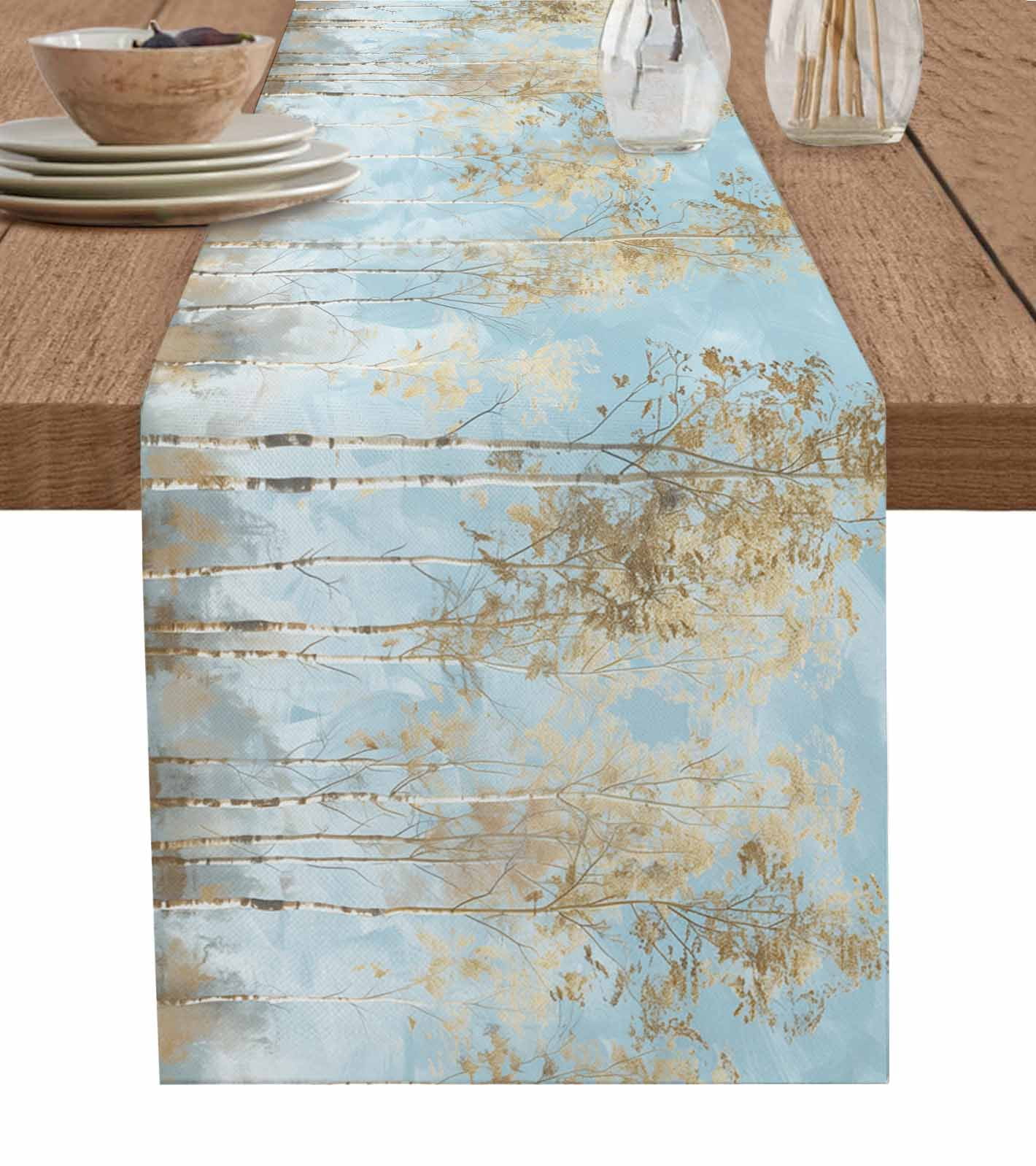 Table Runner Dresser Scarves 72 Inch Long,Abstract Oil Painting Tree ...