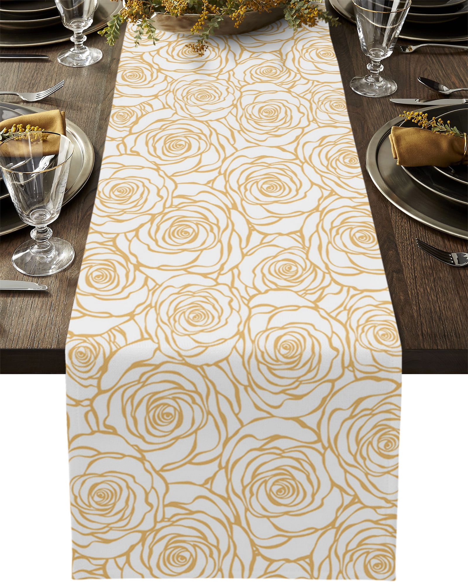 Table Runner Dresser Scarves 72 Inch Long, Abstract Rose Flower Stripe ...