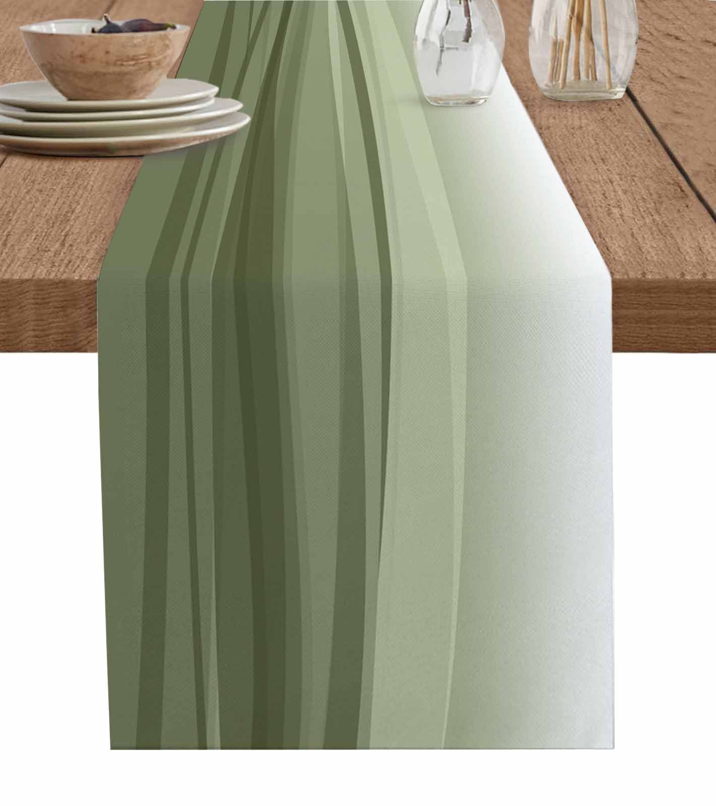 Table Runner Dresser Scarves 72 Inch Long,Abstract Sage Green Wave ...