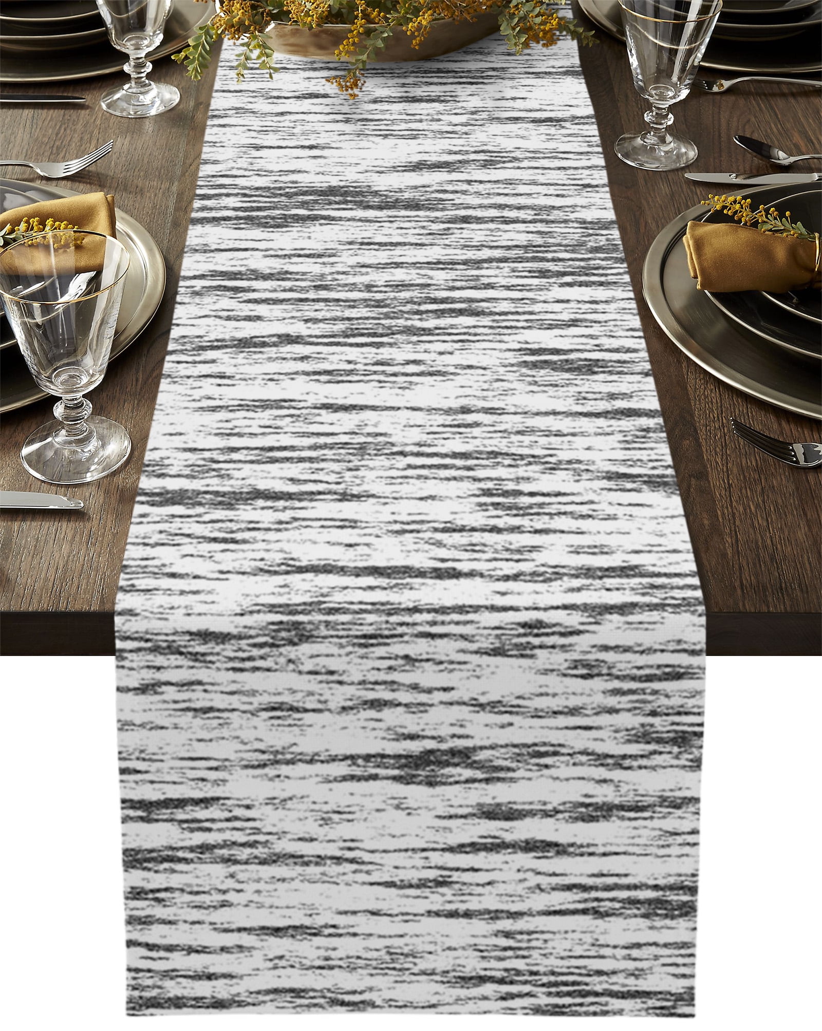 Table Runner Dresser Scarves 72 Inch Long, Abstract White Gray Vertical ...
