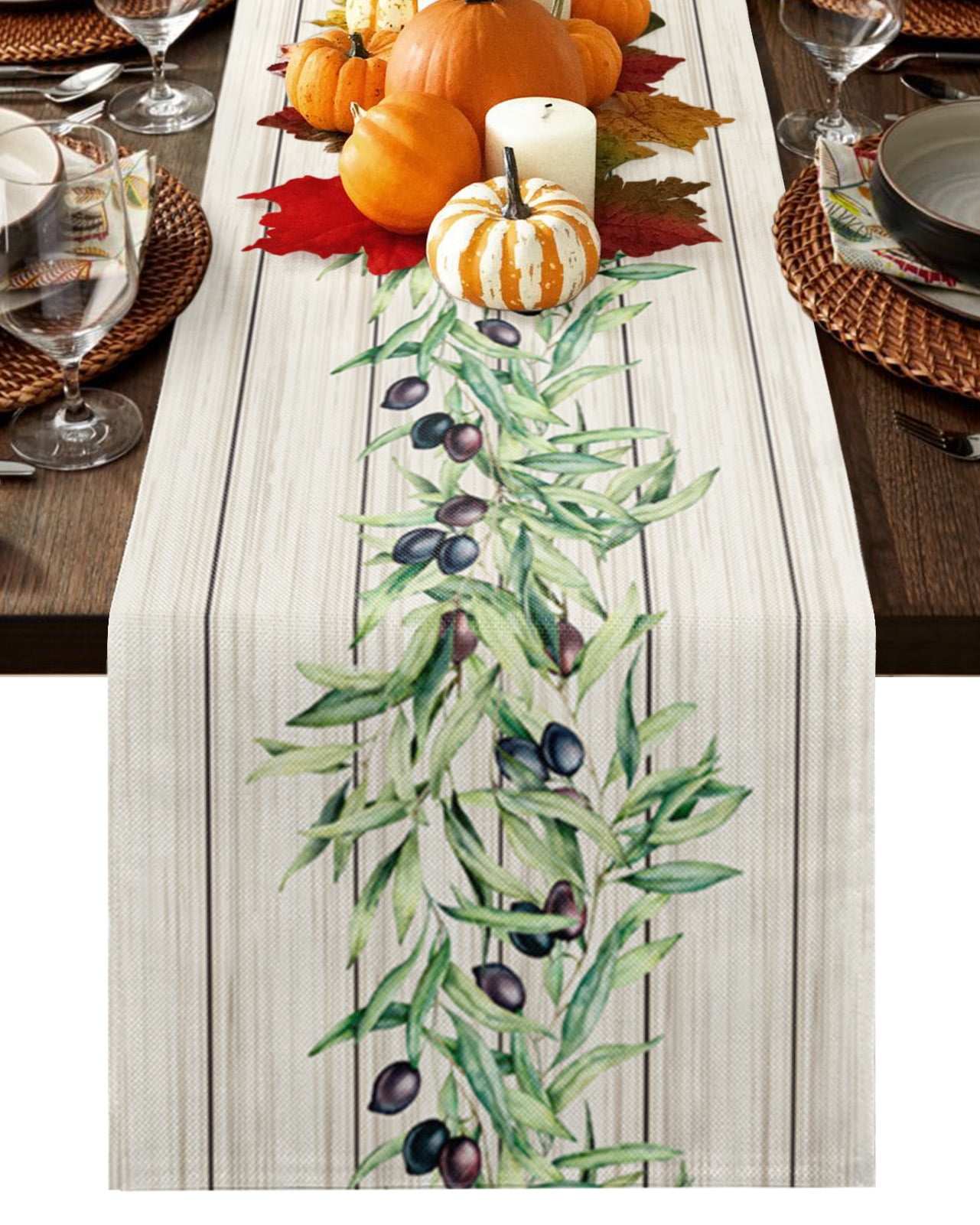 Table Runner Dresser Scarves 72 Inch Long, Autumn Farm Olives with ...
