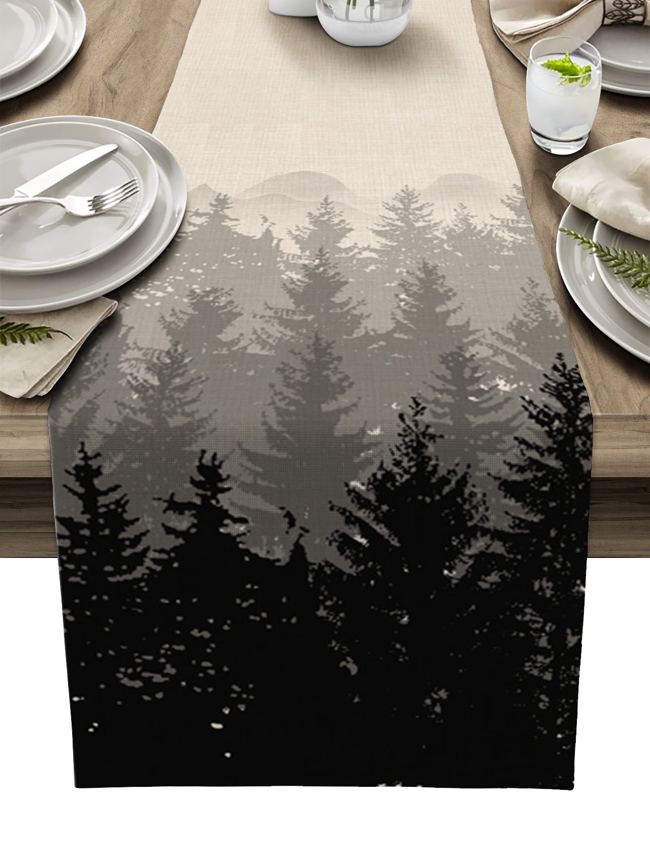 Table Runner Dresser Scarves 72 Inch Long, Autumn Misty Mountain Forest ...