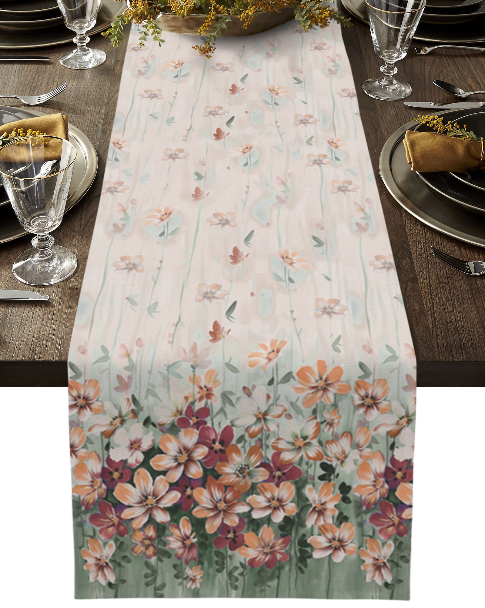 Table Runner Dresser Scarves 72 Inch Long, Blossom Flower Botanical ...