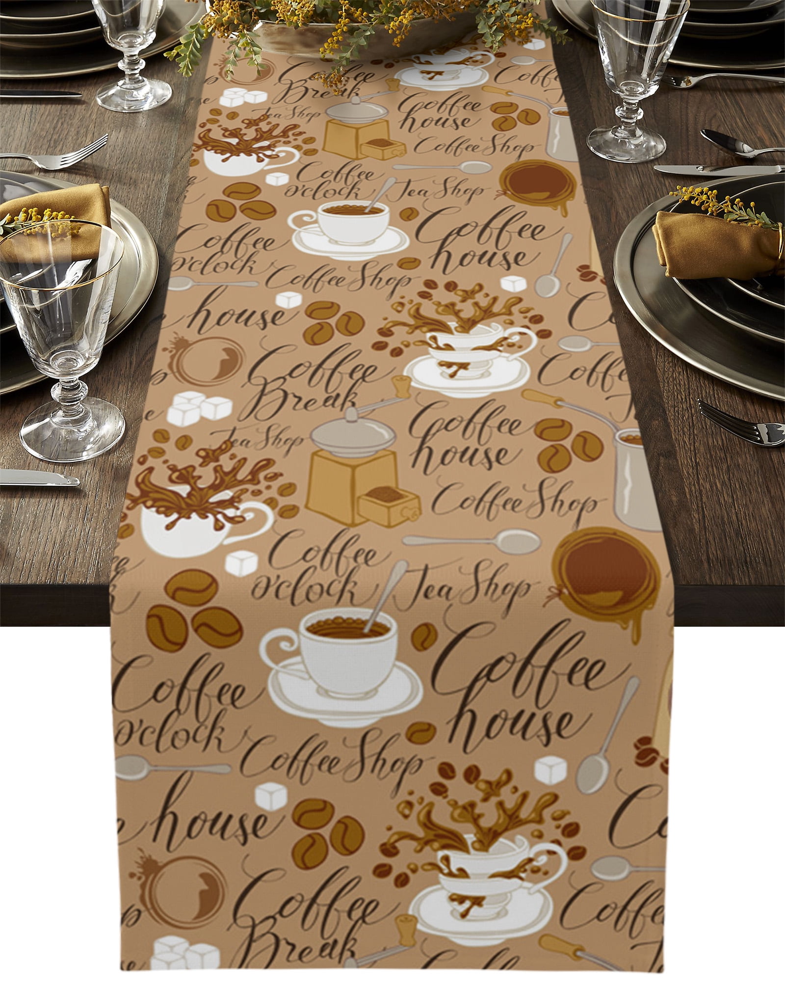 Table Runner Dresser Scarves 72 Inch Long, Drink Coffee Grinder White ...