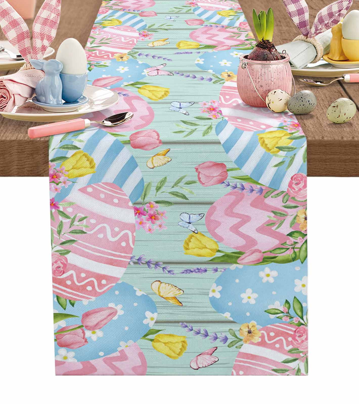 Table Runner Dresser Scarves 72 Inch Long,Easter Blue Pink Egg Spring ...