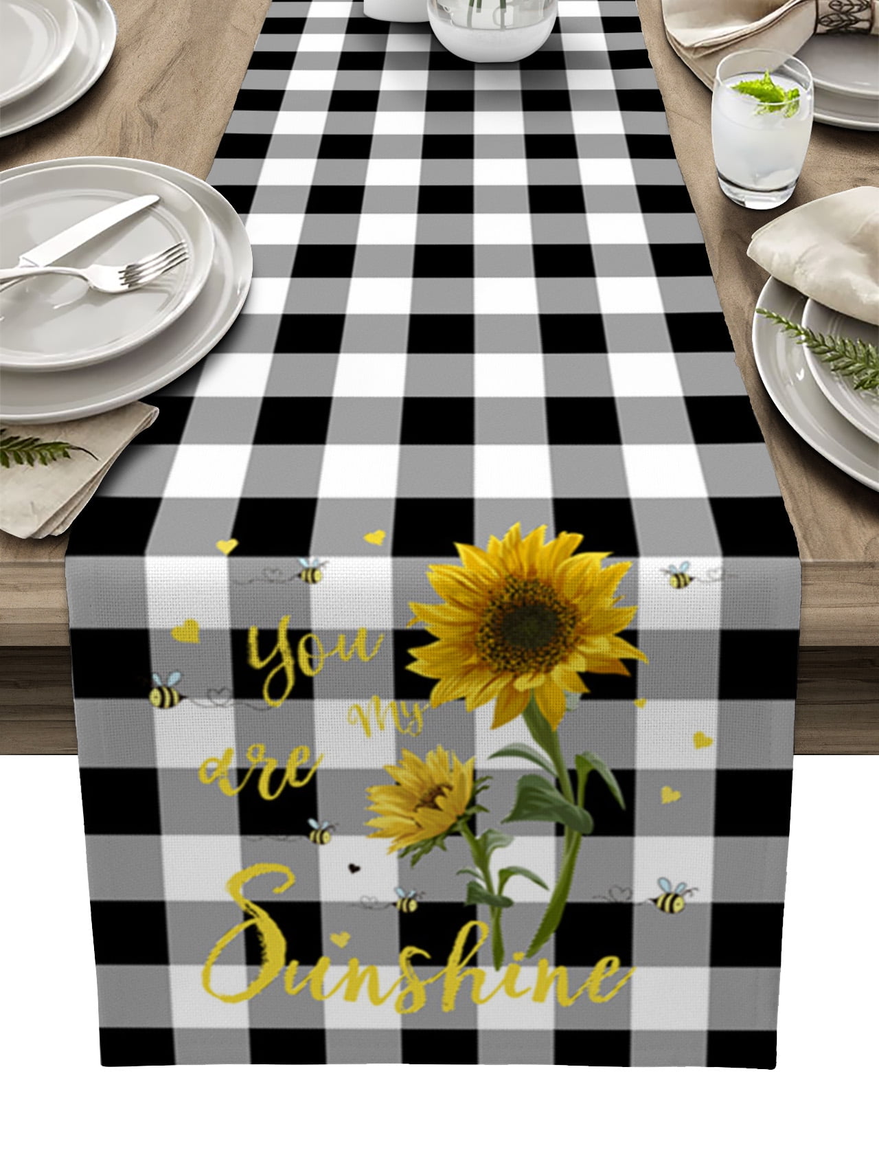 Table Runner Dresser Scarves 72 Inch Long, Farm Blooming Sunflowers ...