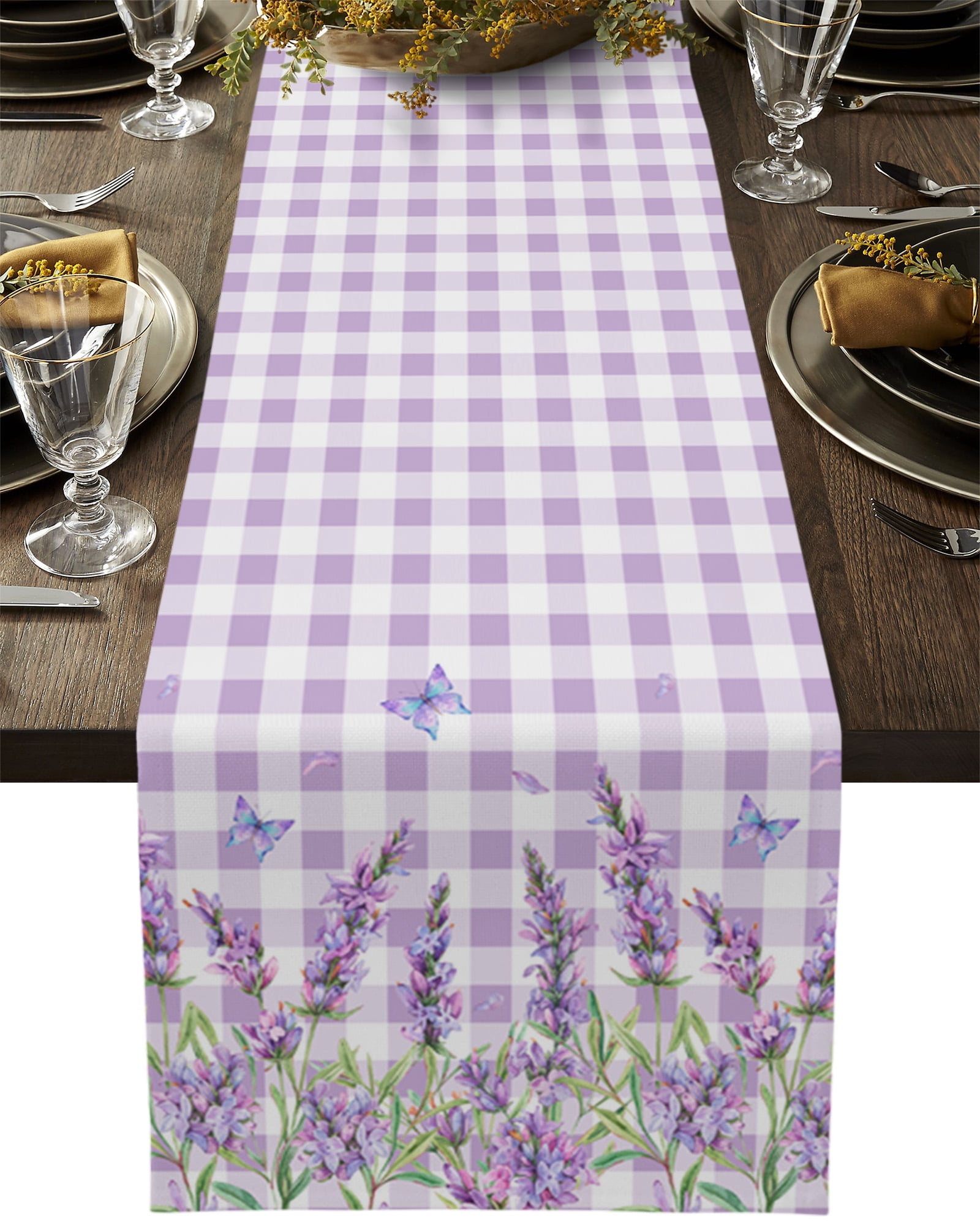 Table Runner Dresser Scarves 72 Inch Long, Garden Lavender Flower ...