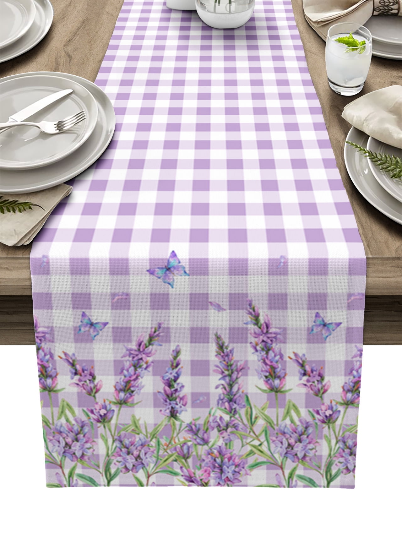 Table Runner Dresser Scarves 72 Inch Long, Garden Lavender Flower ...