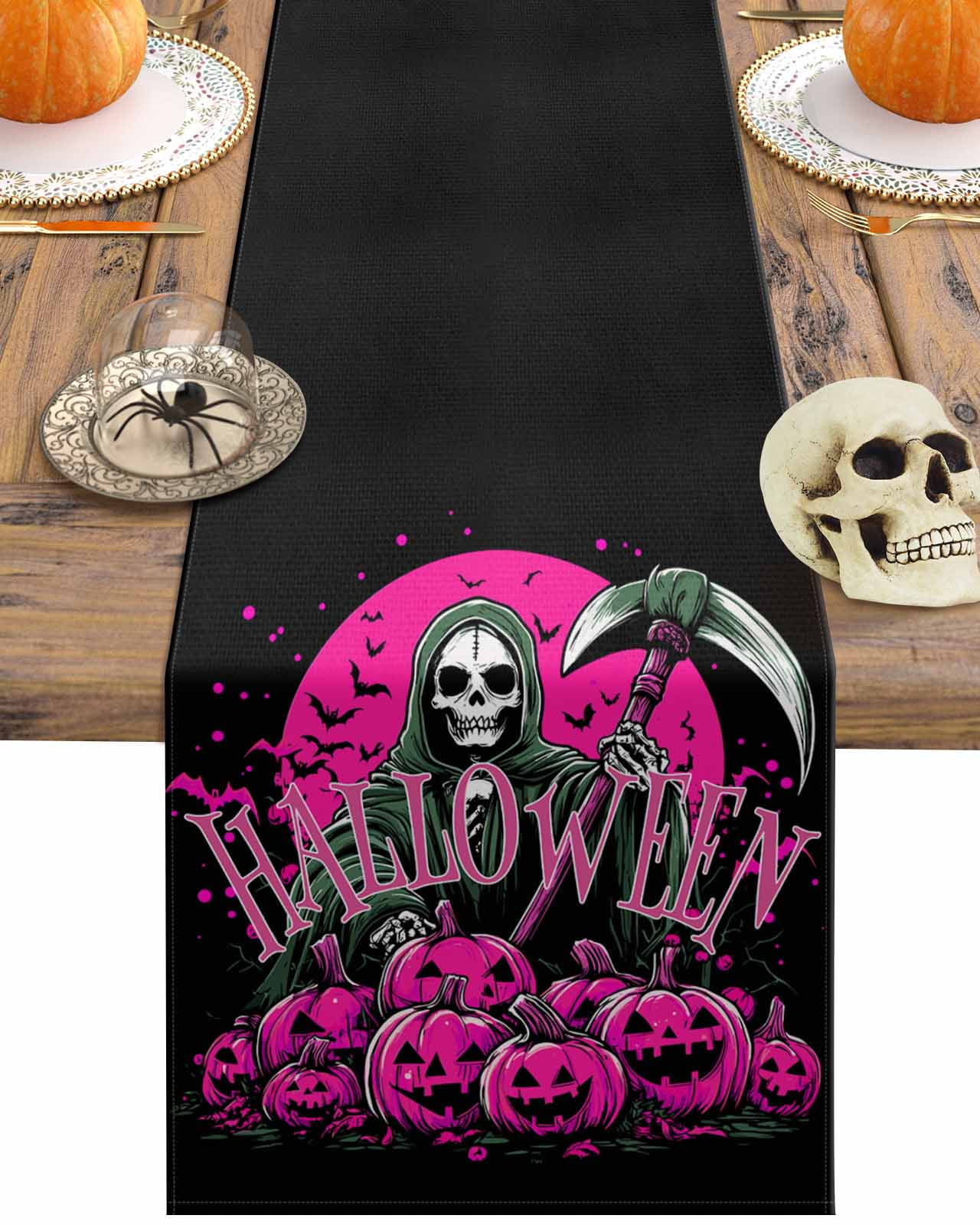 Table Runner Dresser Scarves 72 Inch Long, Halloween Horror Skeleton ...