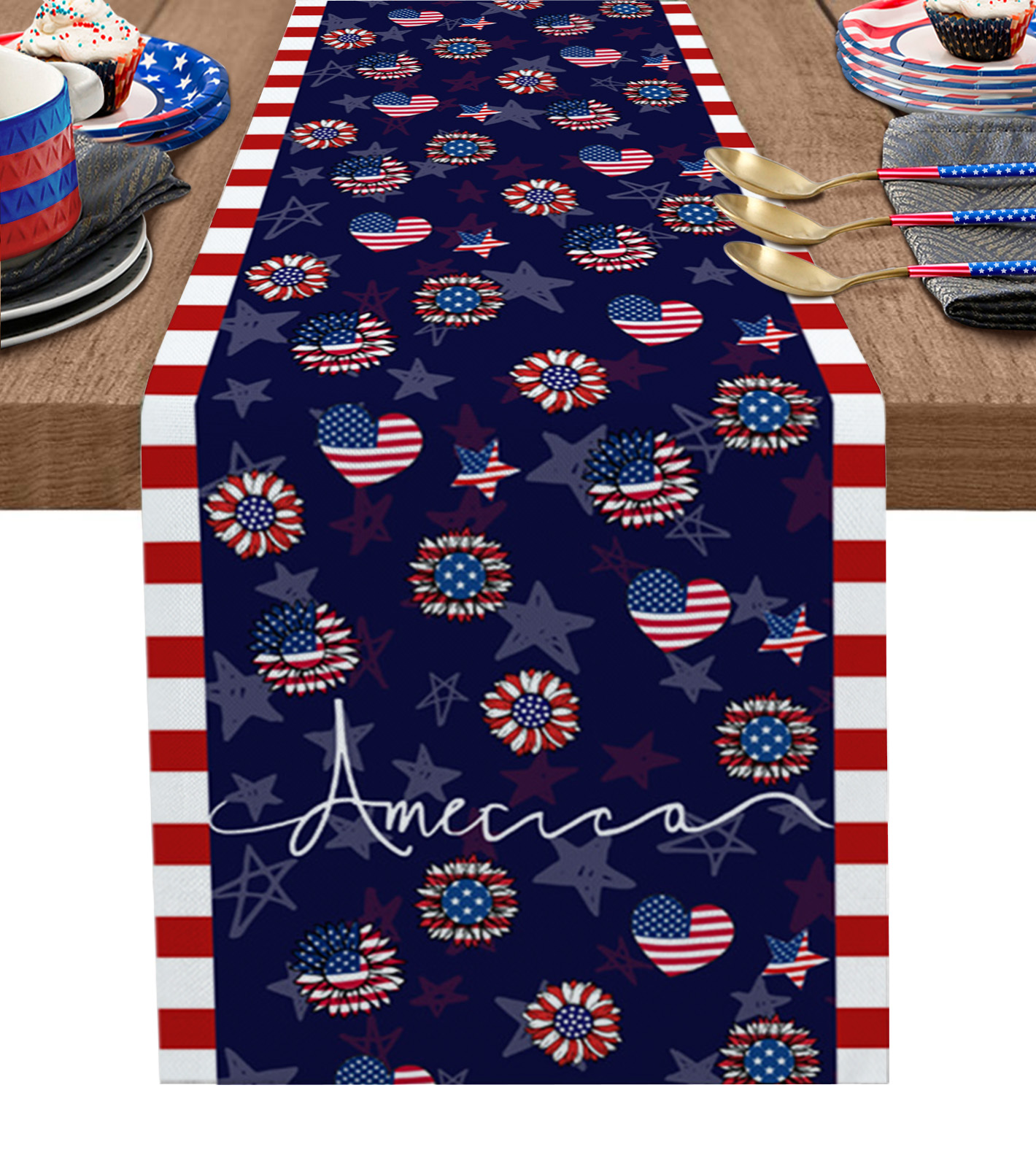 Table Runner Dresser Scarves 72 Inch Long, Memorial Day Flower Star ...