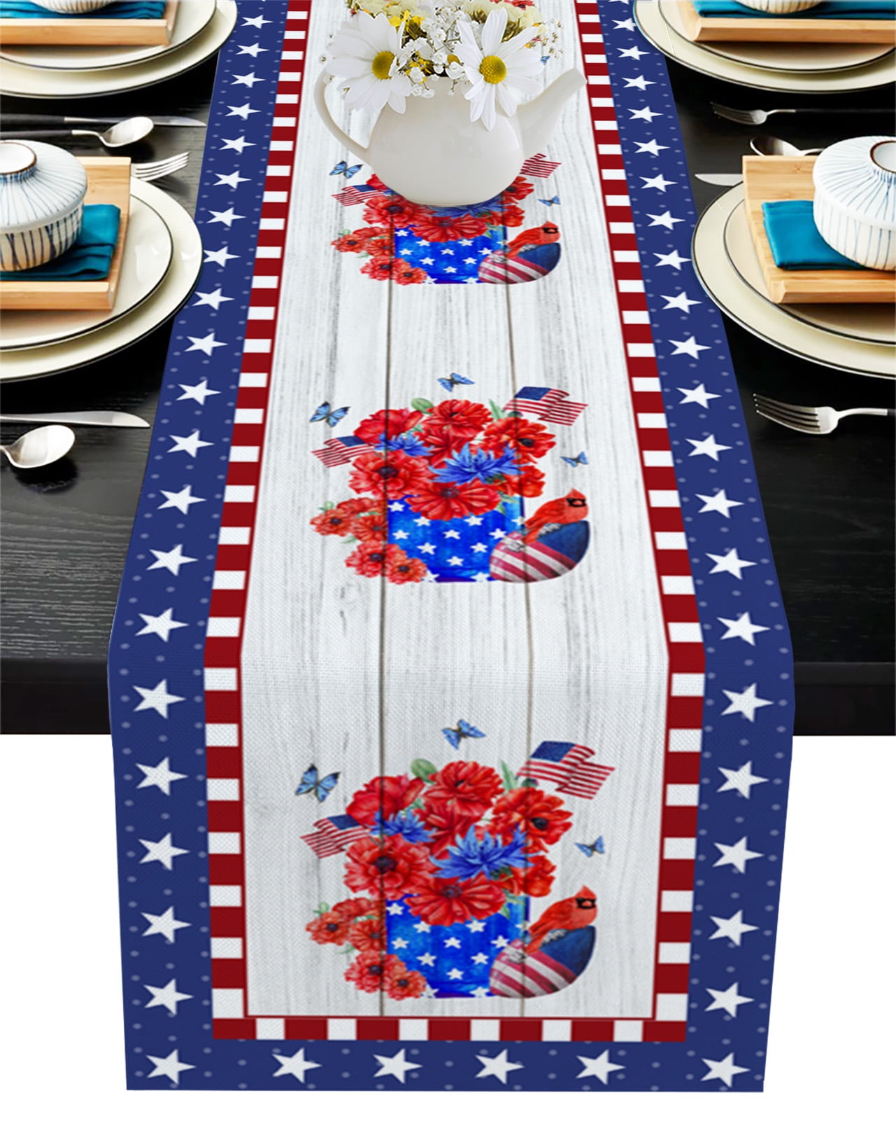 Table Runner Dresser Scarves 72 Inch Long, Memorial Day Flowers USA ...