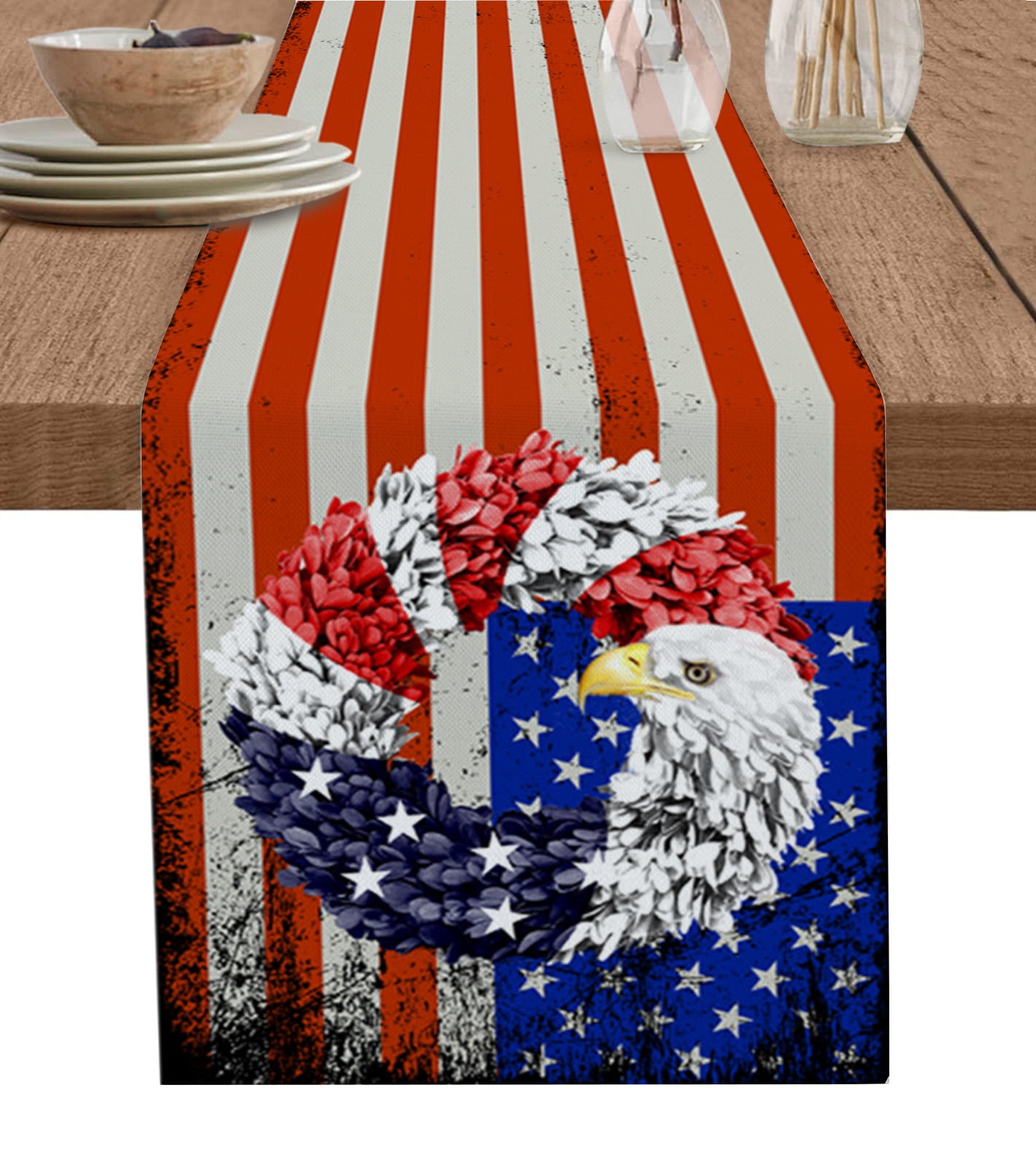 Table Runner Dresser Scarves 72 Inch Long, Memorial Day Patriotic Eagle ...