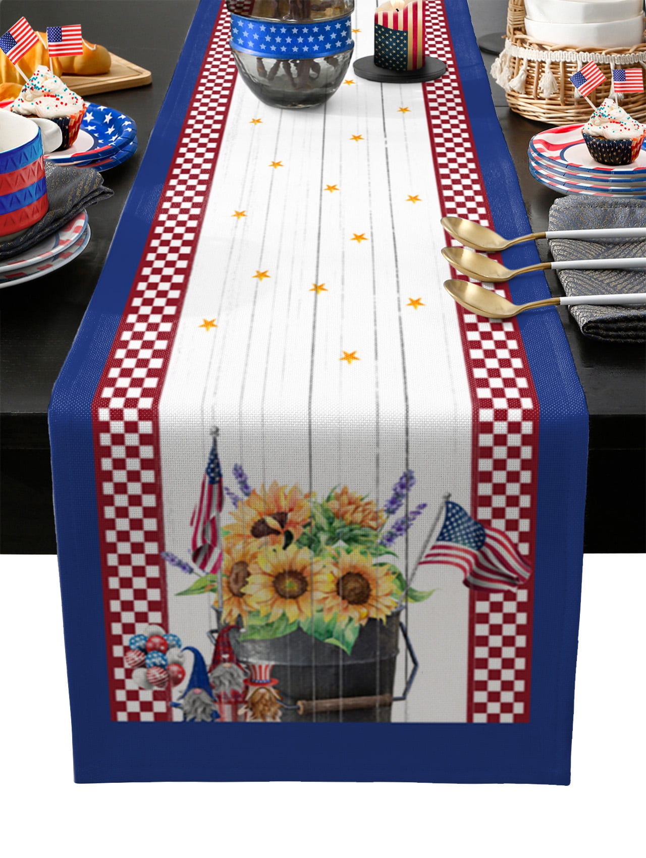 Table Runner Dresser Scarves 72 Inch Long, Memorial Day Sunflower USA ...