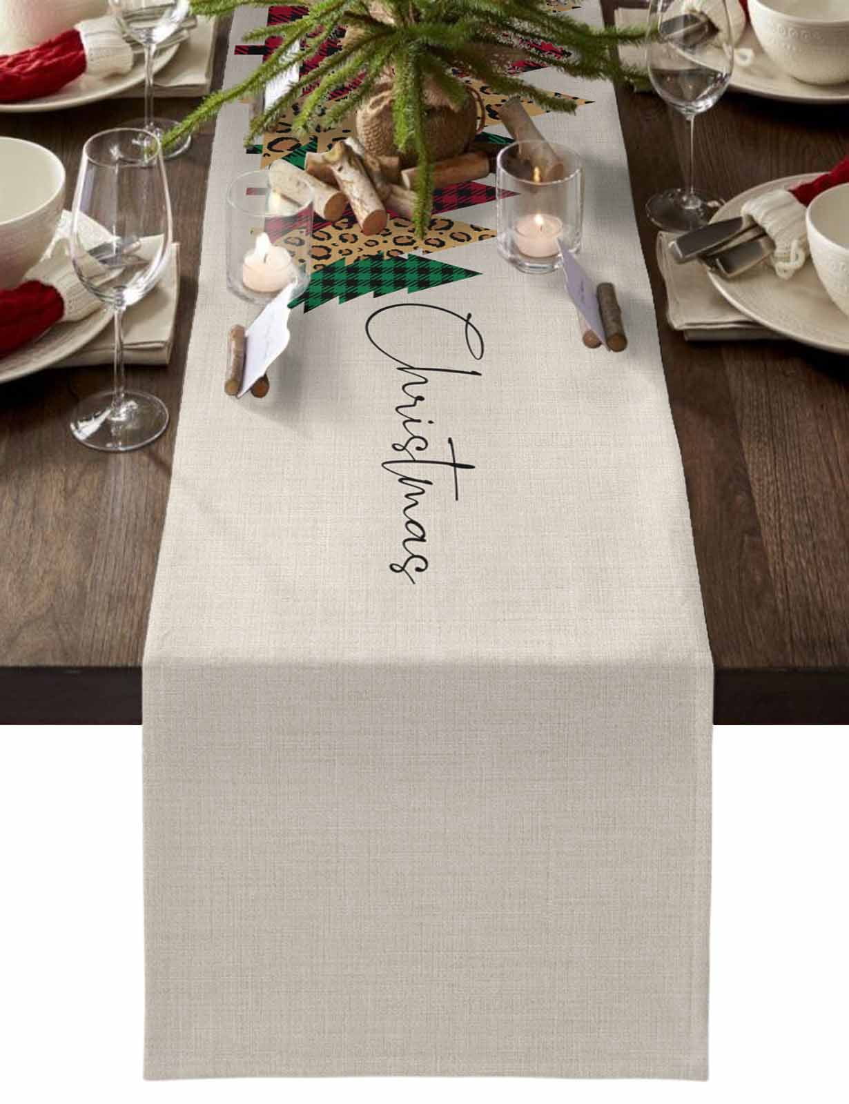 Table Runner Dresser Scarves 72 Inch Long, Merry Christmas Tree Leopard ...