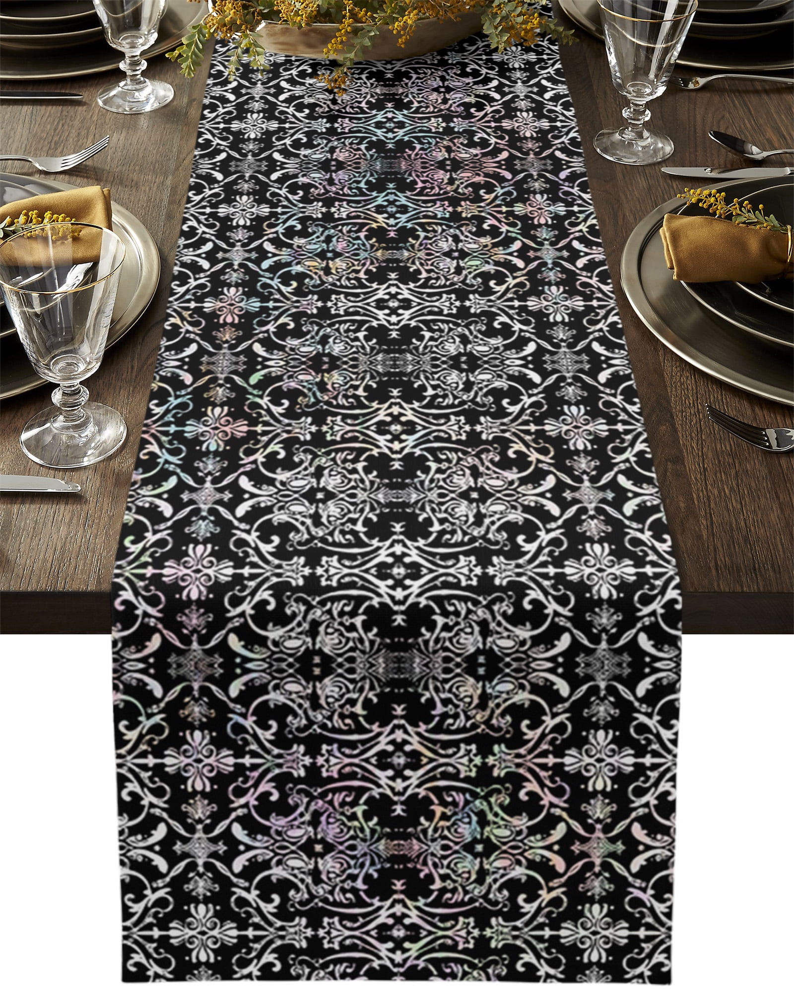 Table Runner Dresser Scarves 72 Inch Long, Mid Century Abstract Stripe ...