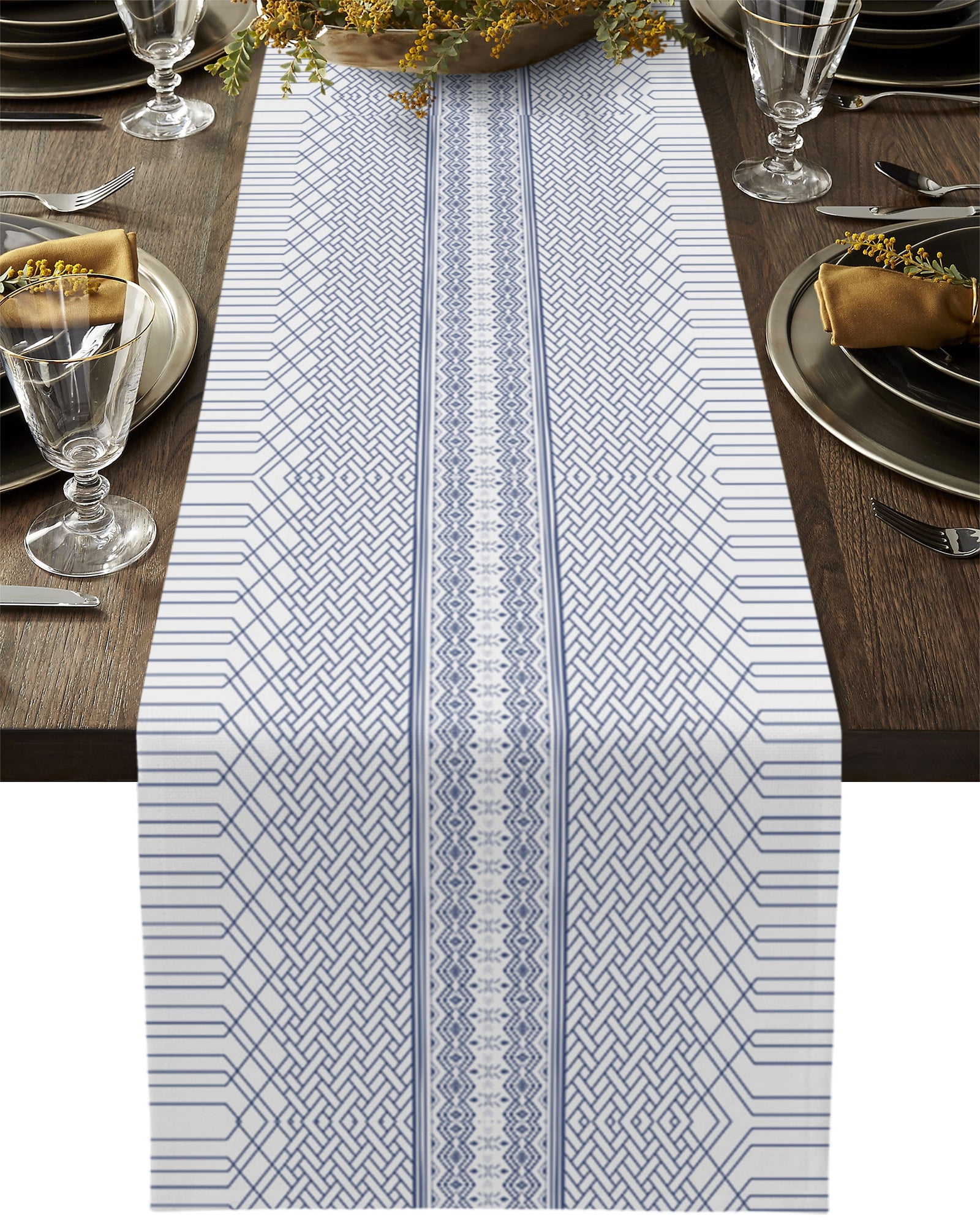 Table Runner Dresser Scarves 72 Inch Long, Modern Geometric Lines ...