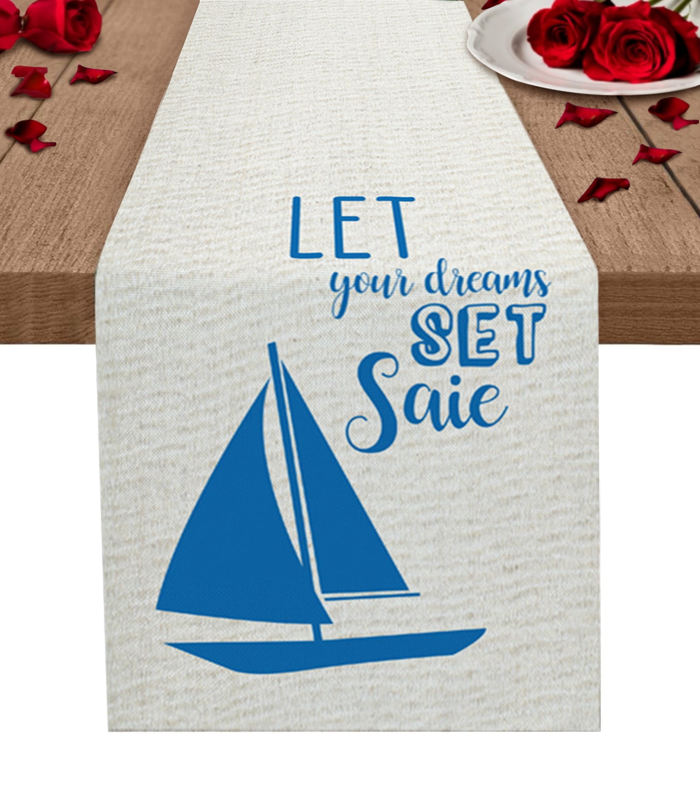 Table Runner Dresser Scarves 72 Inch Long, Nautical Marine Blue ...