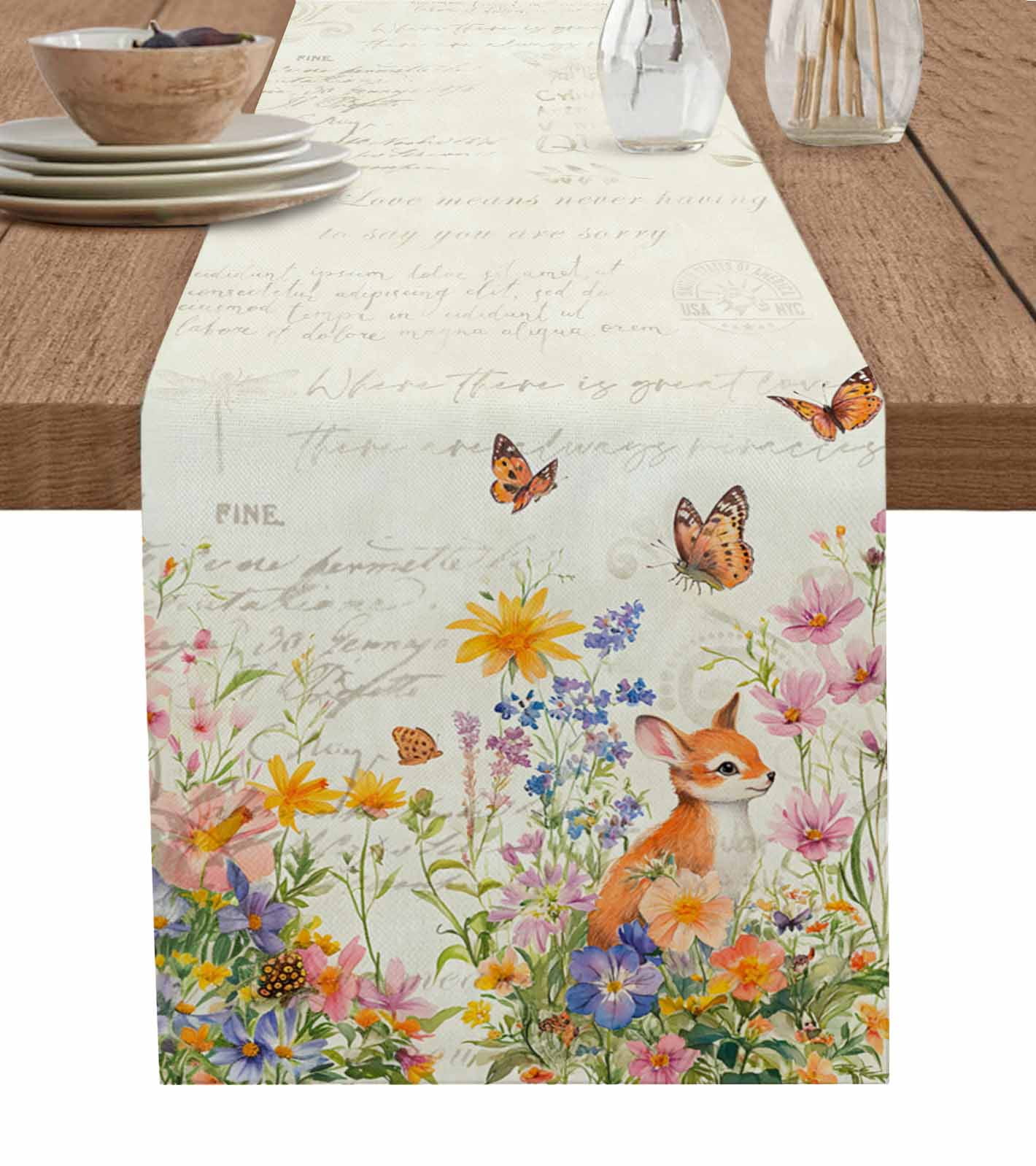 Table Runner Dresser Scarves 72 Inch Long,Retro Garden Blossom Flower ...