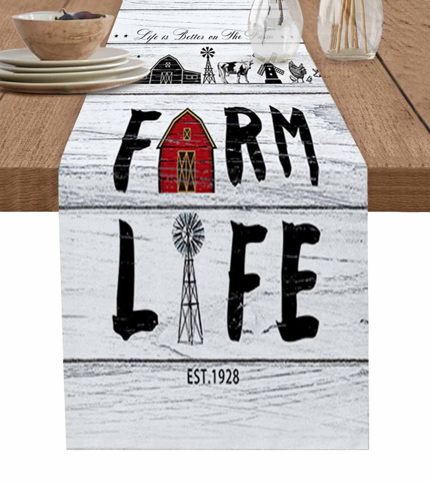 Table Runner Dresser Scarves 72 Inch Long, Rustic Farm Barn Windmill ...
