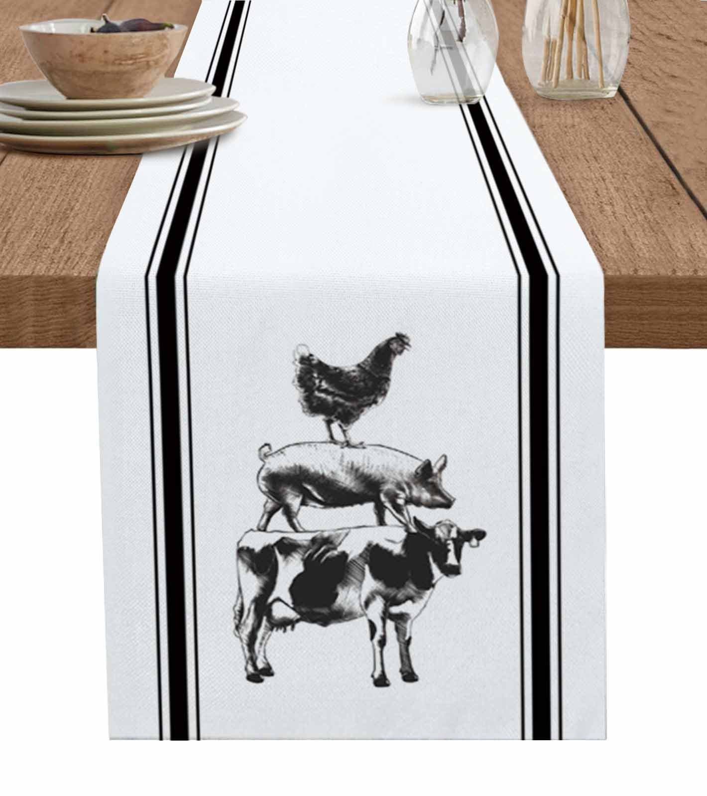 Table Runner Dresser Scarves 72 Inch Long, Rustic Farmhouse Animal Hen ...