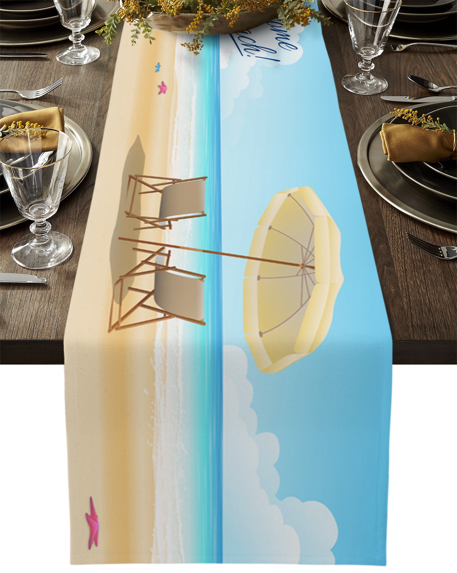 Table Runner Dresser Scarves 72 Inch Long, Summer Beach Recliner ...