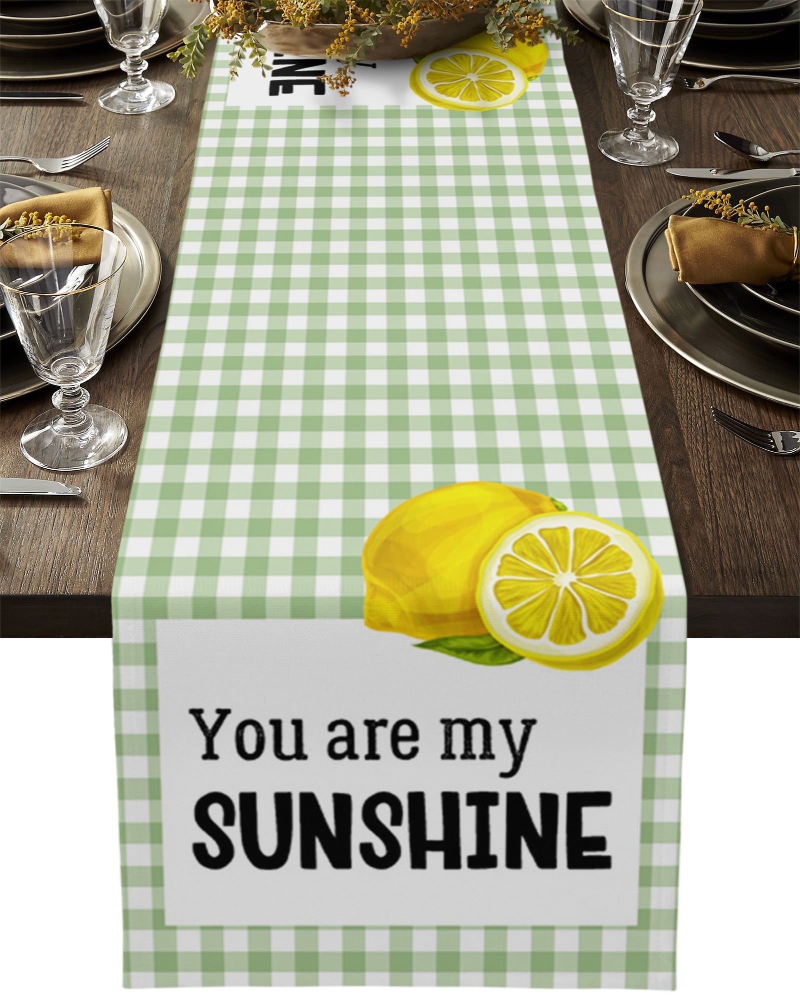 Table Runner Dresser Scarves 72 Inch Long, Summer Lemon Fruit Sunshine ...