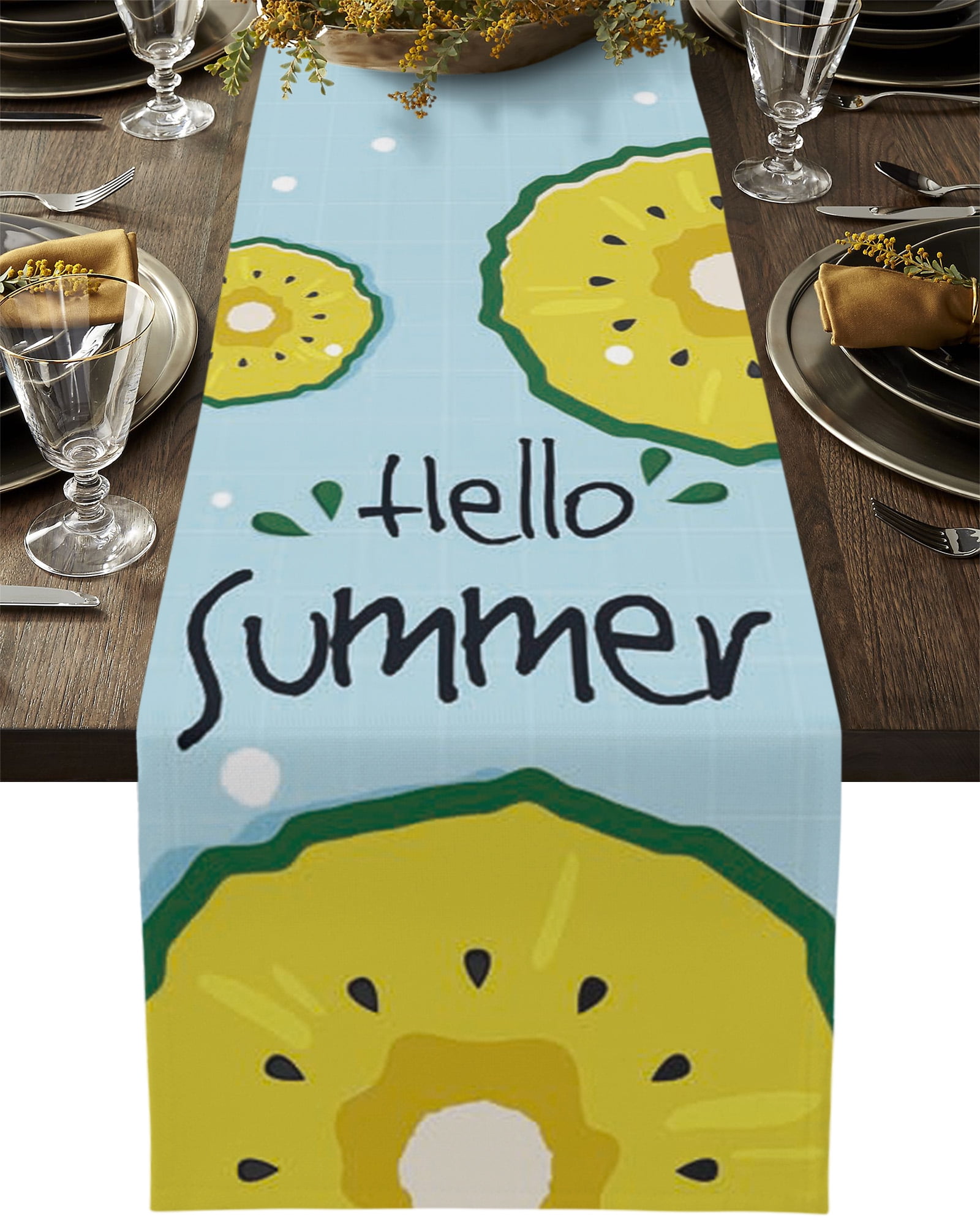 Table Runner Dresser Scarves 72 Inch Long, Summer Pineapple Fruit ...