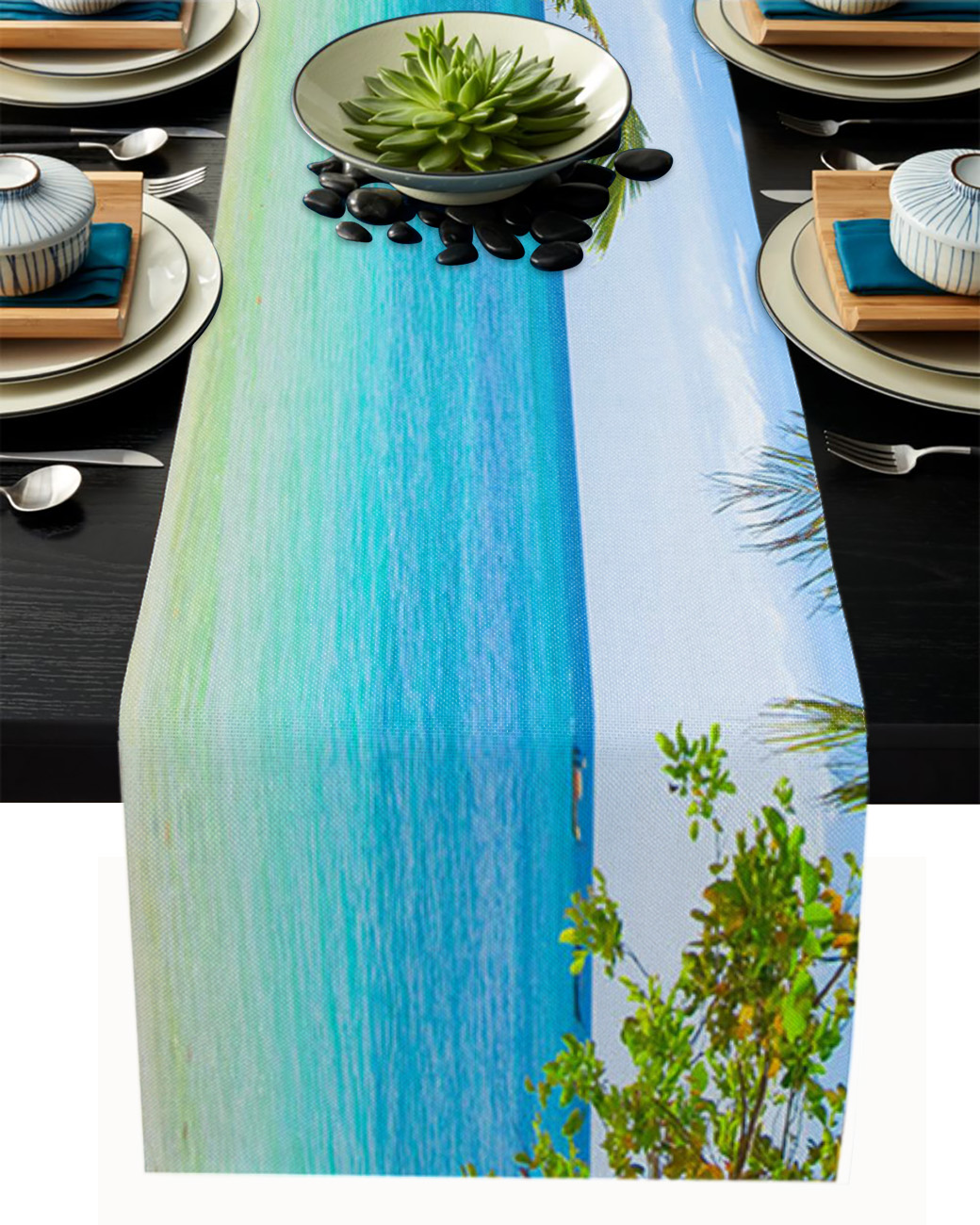 Table Runner Dresser Scarves 72 Inch Long, Tropical Ocean Sea Coastal ...