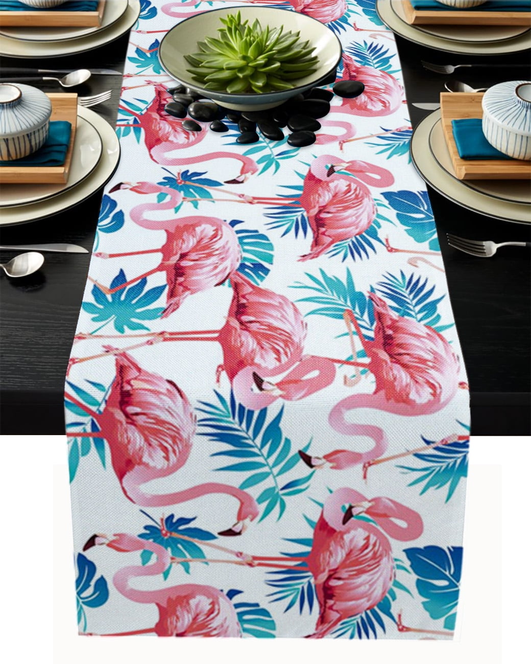Table Runner Dresser Scarves 72 Inch Long, Tropical Pink Flamingo and ...