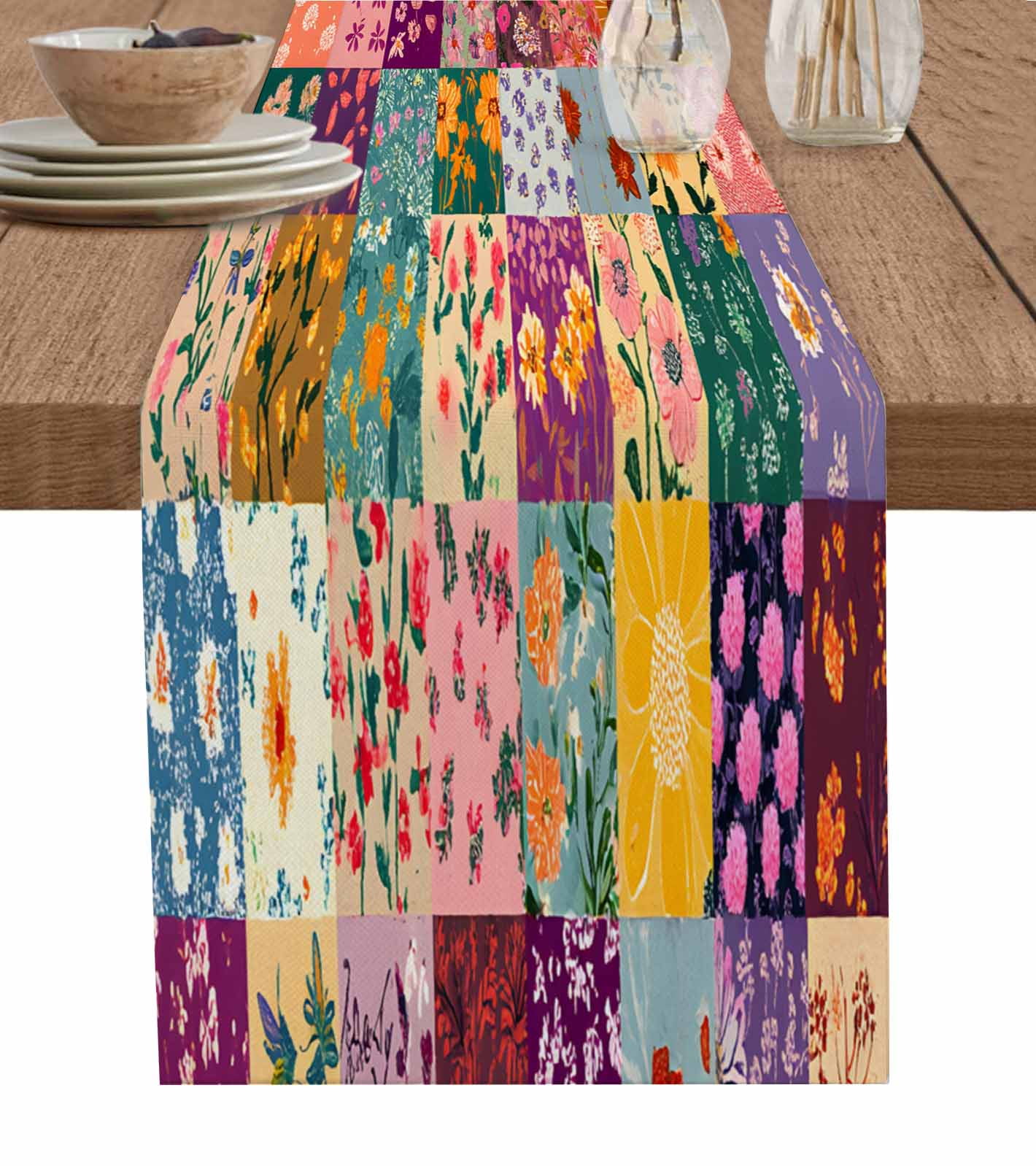 Table Runner Dresser Scarves 72 Inch Long,Vintage Colorful Spring ...