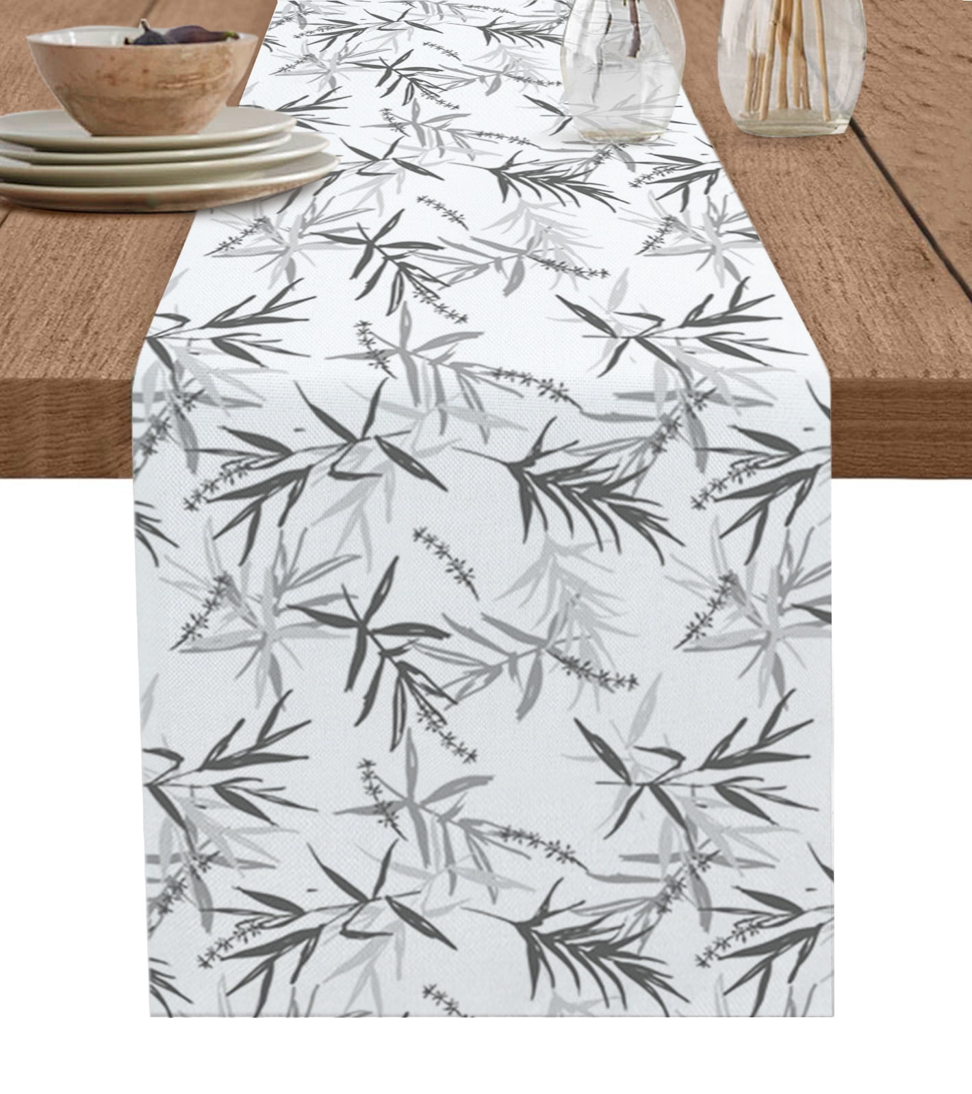 Table Runner Dresser Scarves 72 Inch Long, Watercolor Bamboo Leaves ...