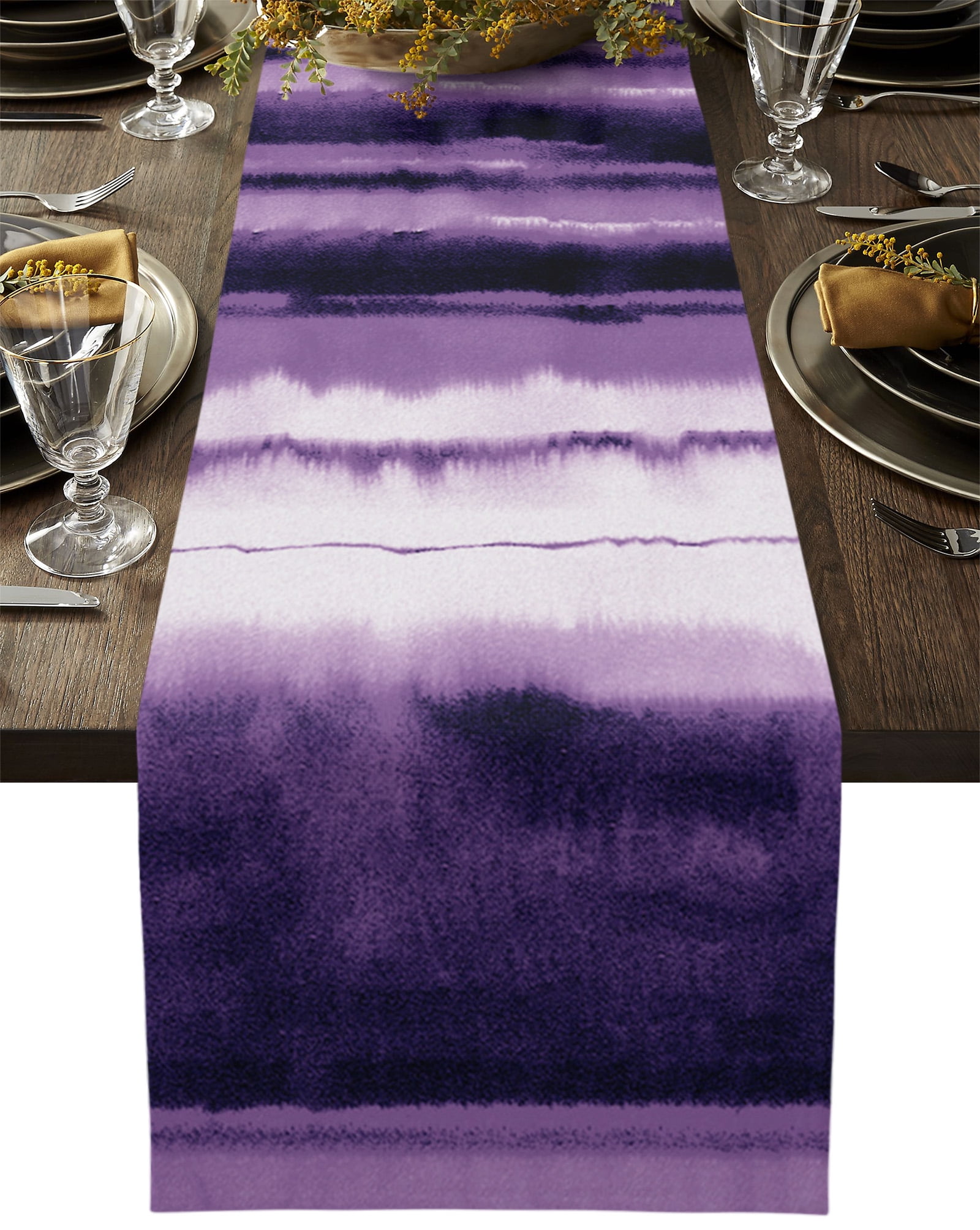 Table Runner Dresser Scarves 72 Inch Long, Watercolor Purple Ombre on ...