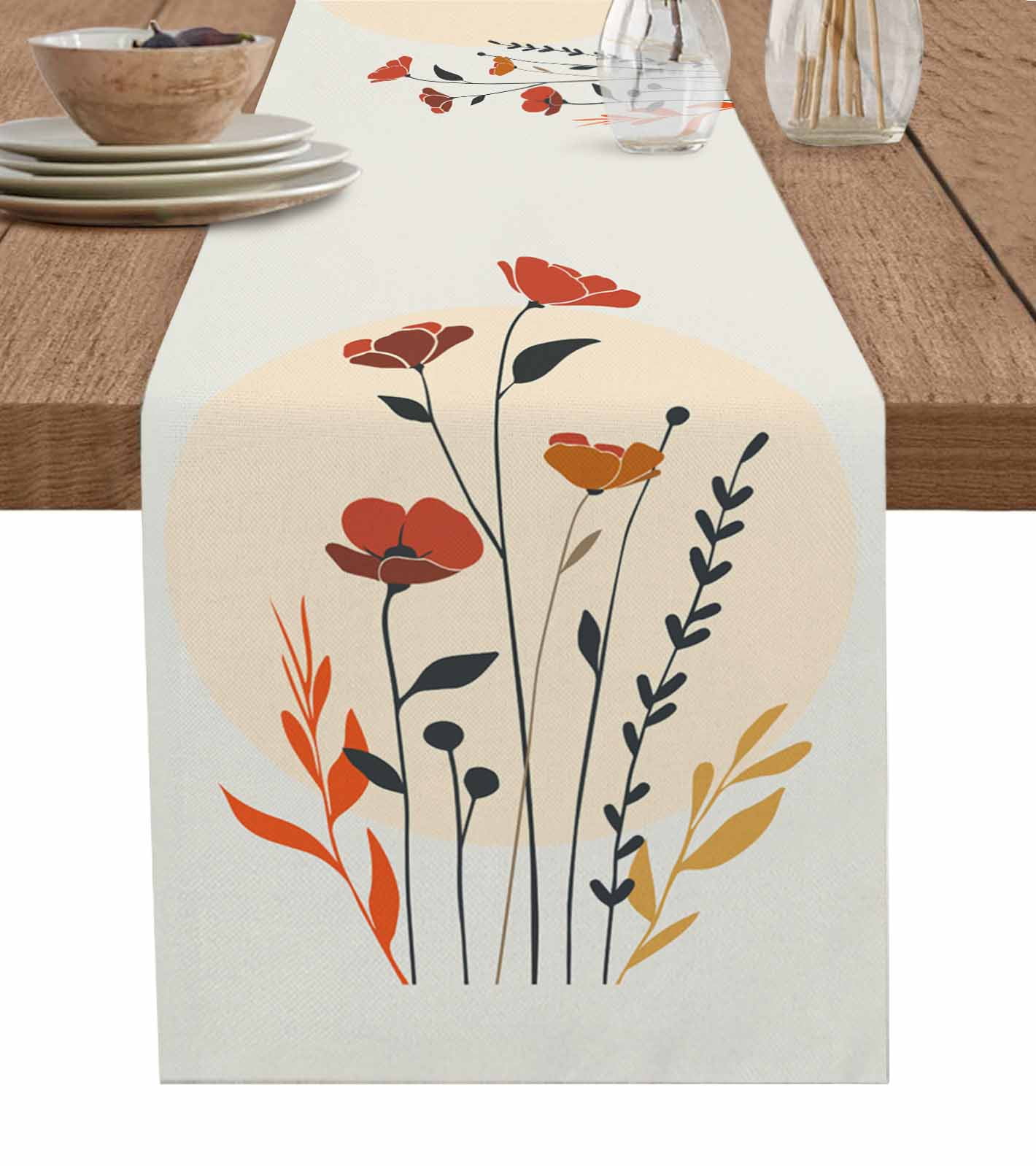 Table Runner Dresser Scarves 90 Inch Long,Abstract Blossom Flower ...