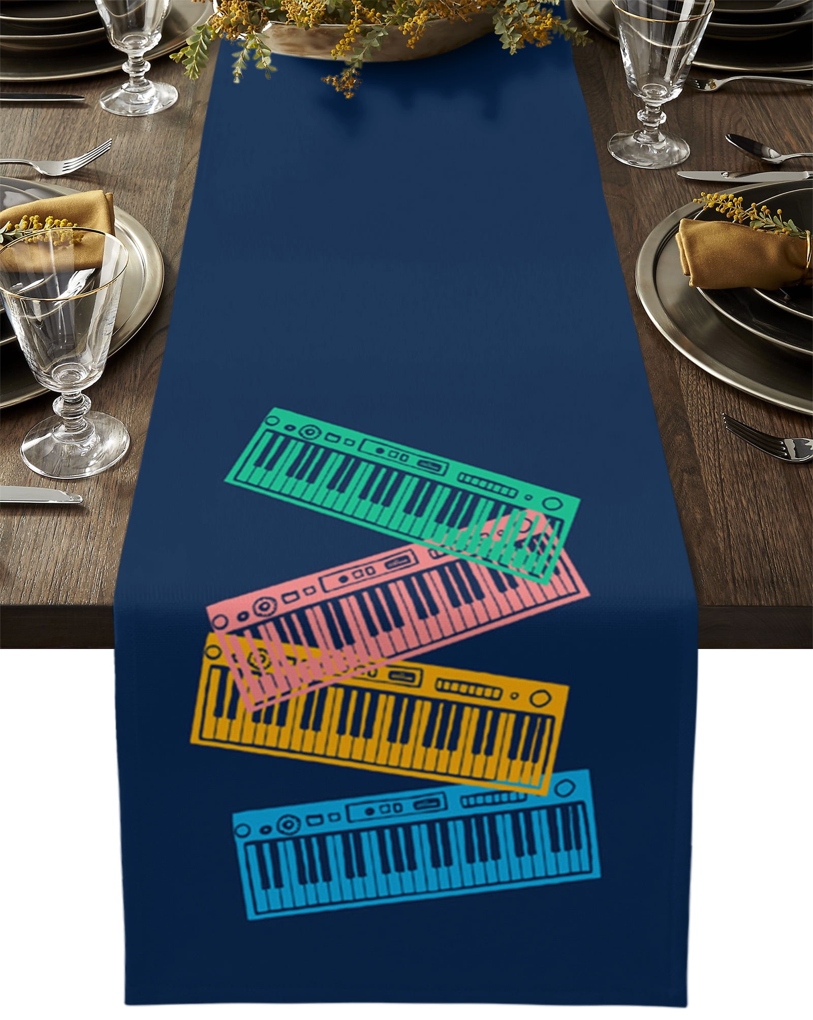 Table Runner Dresser Scarves 90 Inch Long, Abstract Keyboard Musical ...