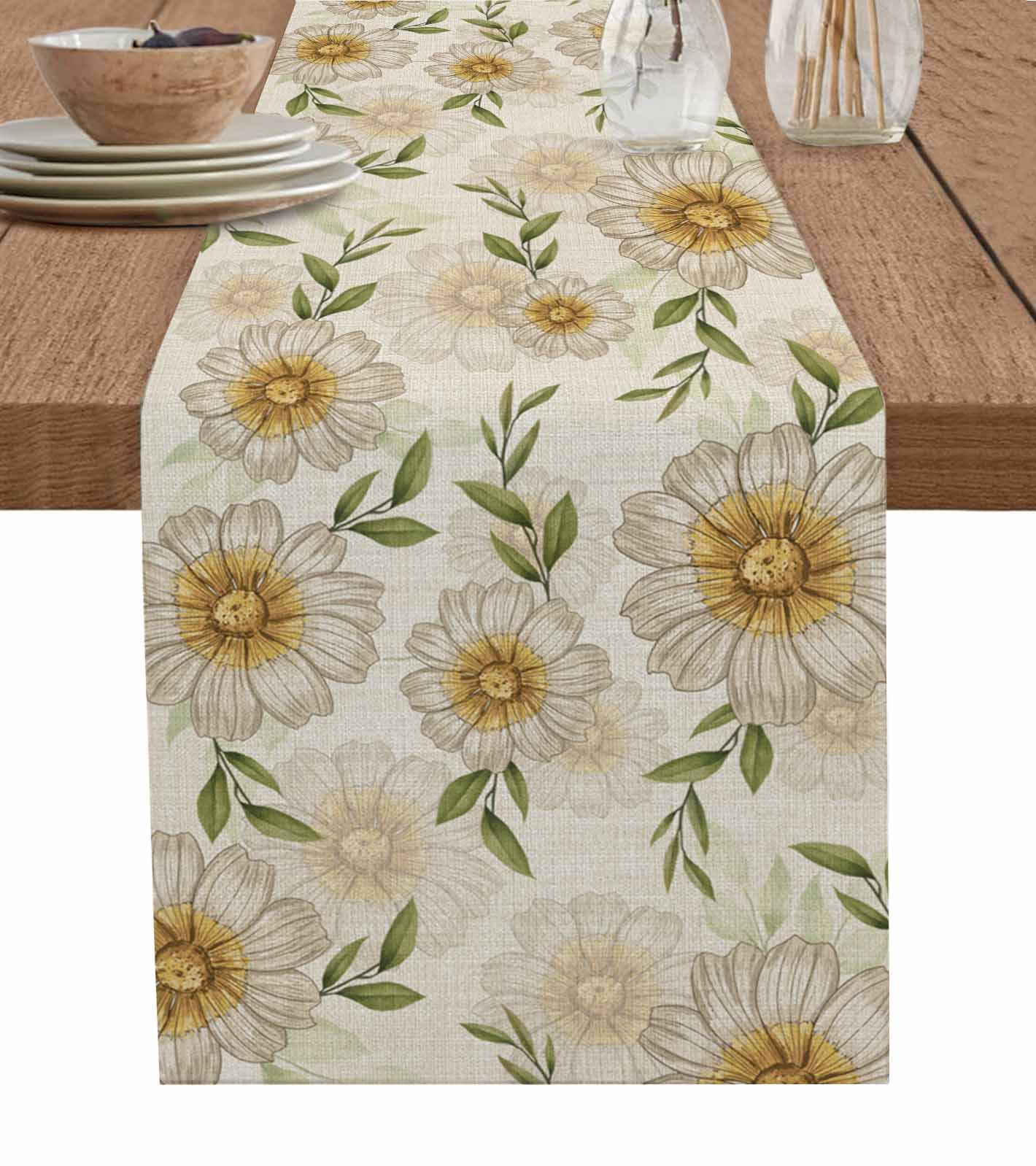 Table Runner Dresser Scarves 90 Inch Long,Blossom Flower Seamless Daisy ...