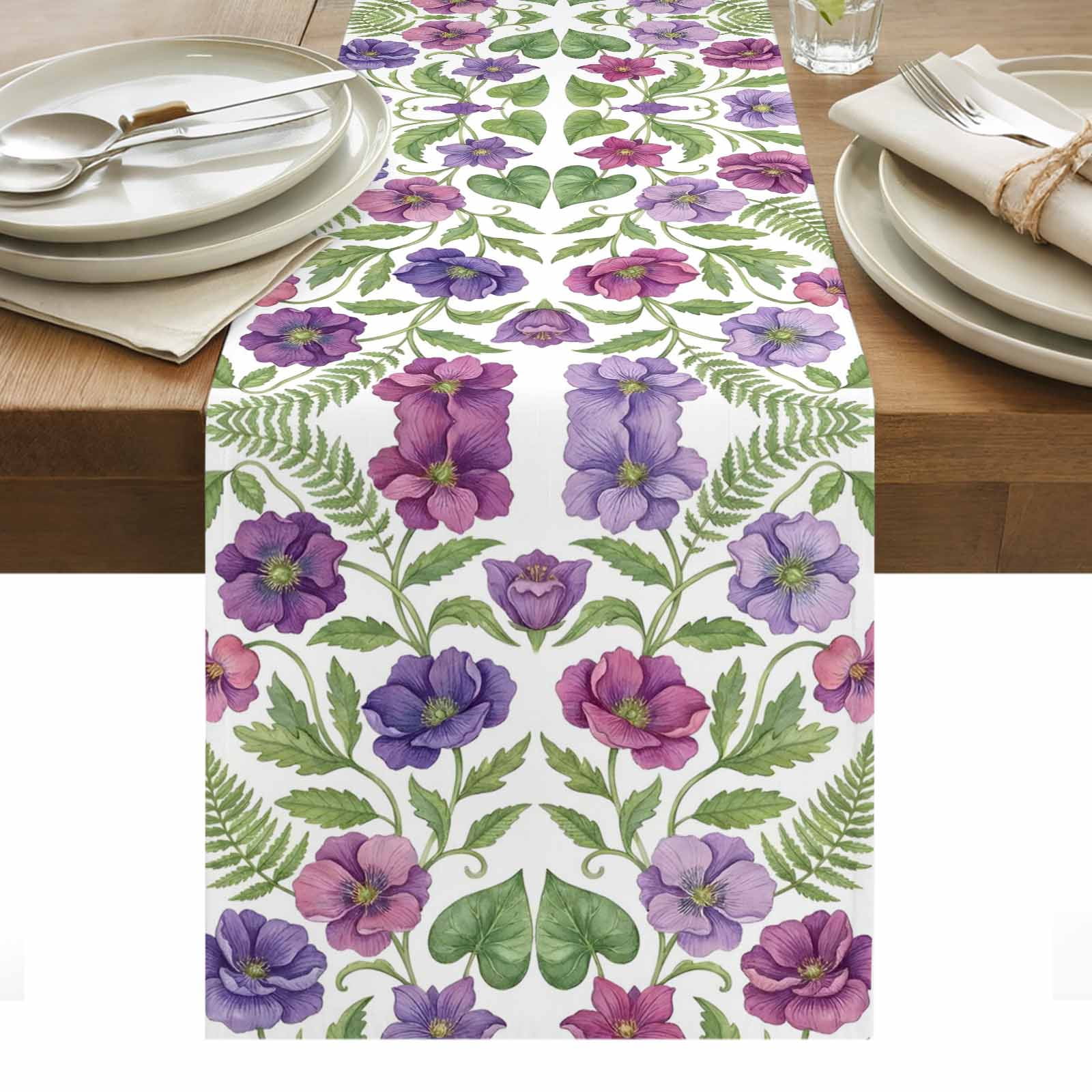 Table Runner Dresser Scarves 90 Inch Long,Gradient Purple Flowers ...