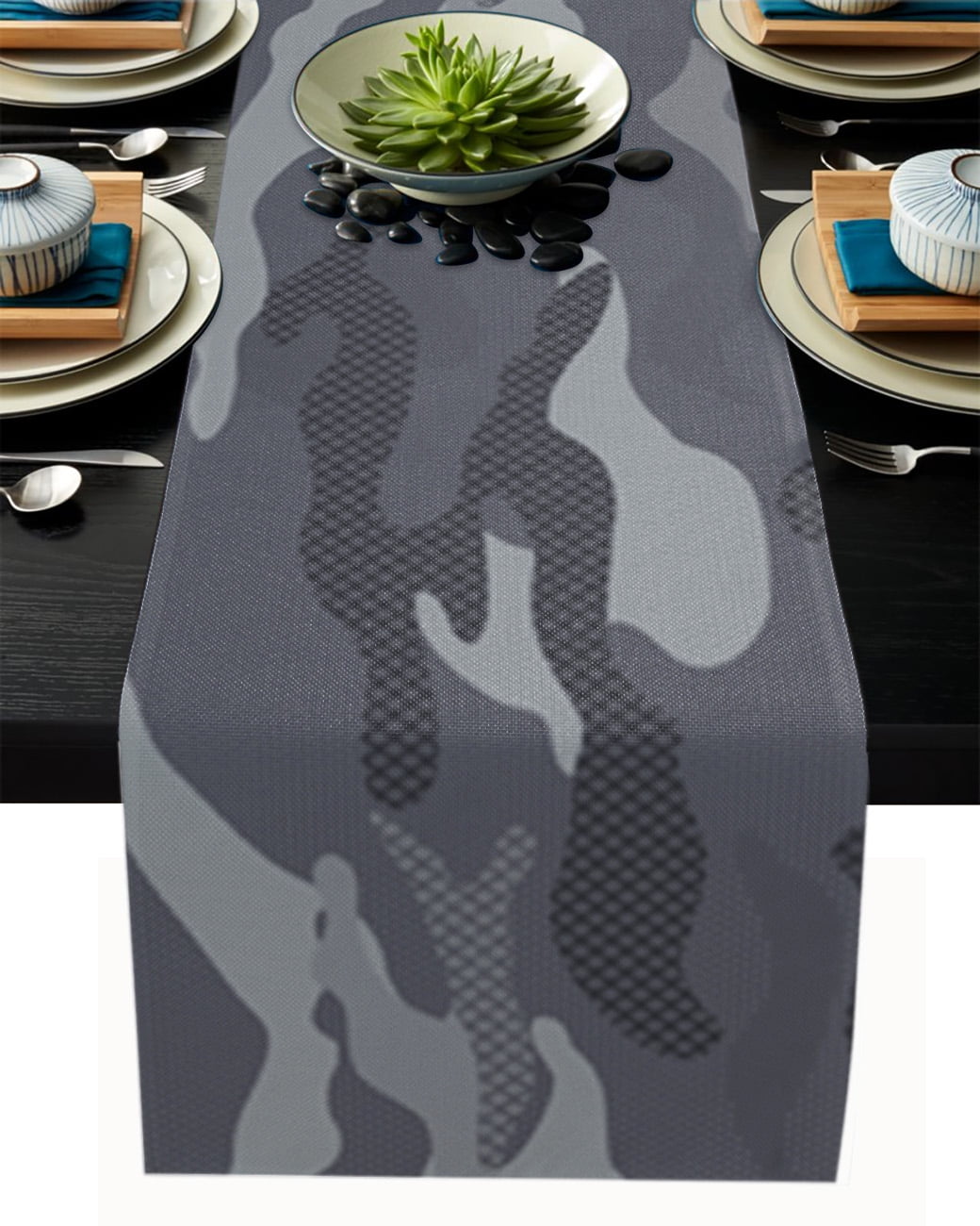 Table Runner Dresser Scarves 90 Inch Long, Gray Military Camouflage ...