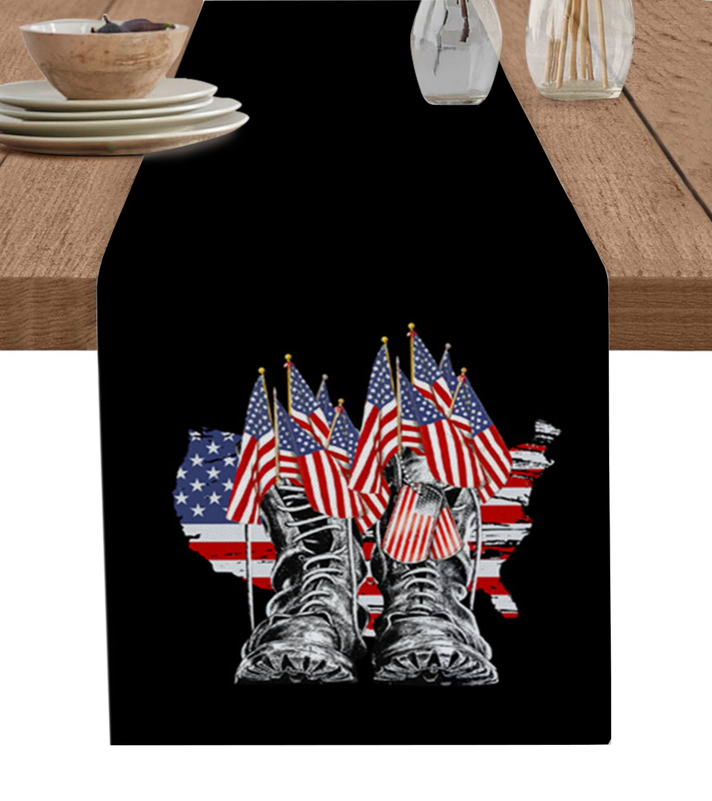 Table Runner Dresser Scarves 90 Inch Long, Memorial Day American Flag ...