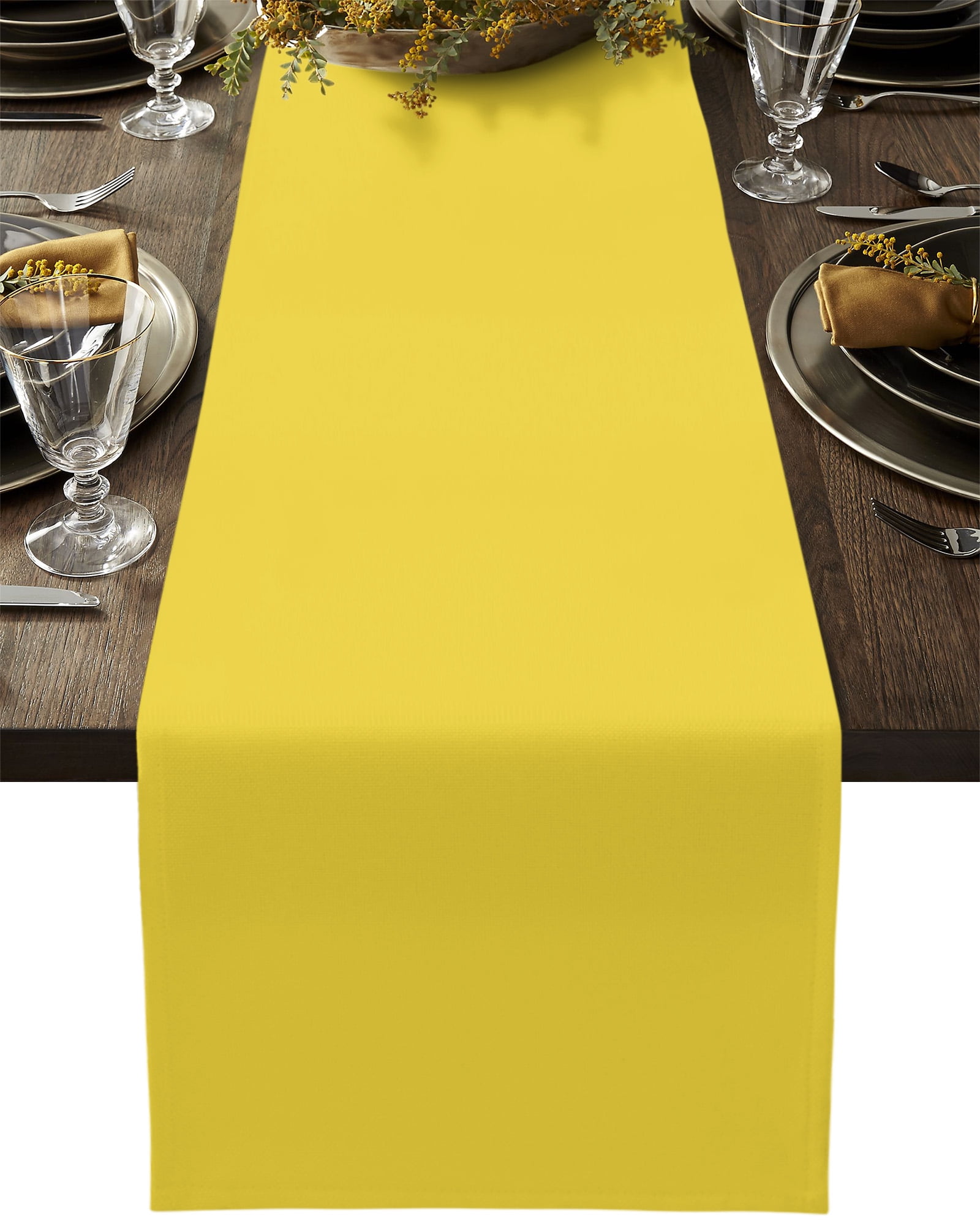 Table Runner Dresser Scarves 90 Inch Long, Minimalist Solid Pure Yellow ...