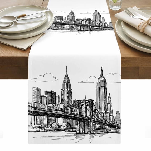 Table Runner Dresser Scarves 90 Inch Long,Modern Bridge Building Sketch ...