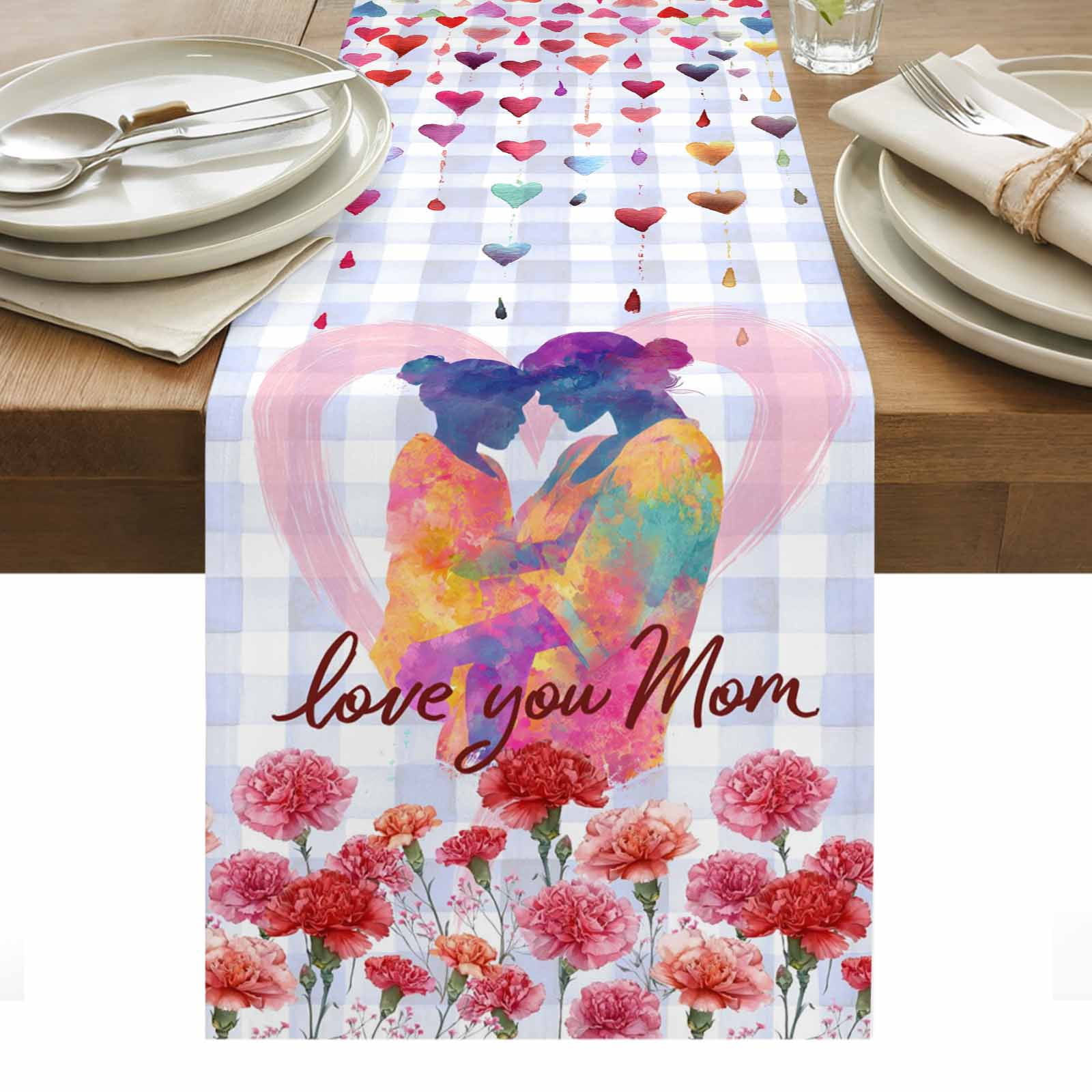 Table Runner Dresser Scarves 90 Inch Long,Mother's Day Pink Flowers ...