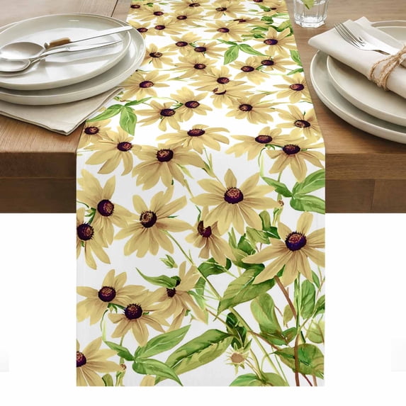 Table Runner Dresser Scarves 90 Inch Long,Rural Daisy Wild Flower ...