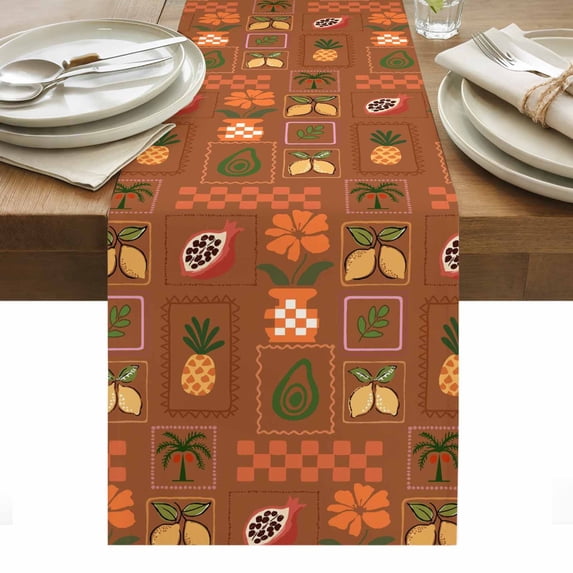 Table Runner Dresser Scarves 90 Inch Long,Rustic Lemon Flower Leaves ...