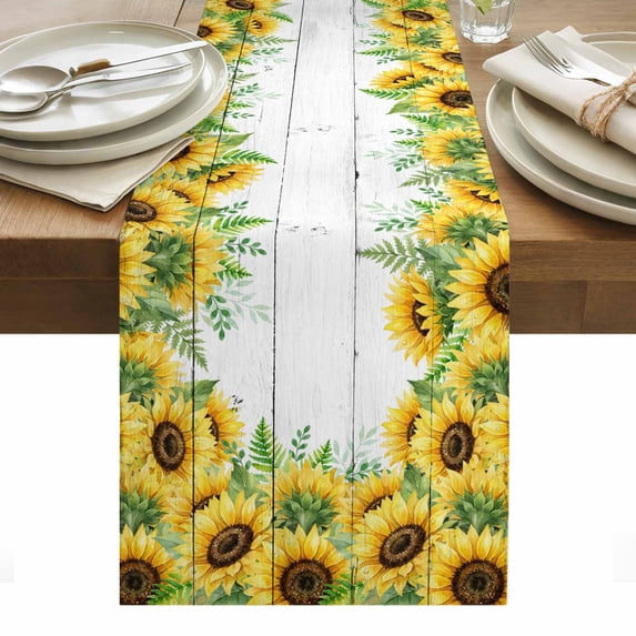 Table Runner Dresser Scarves 90 Inch Long,Rustic Watercolor Sunflower ...