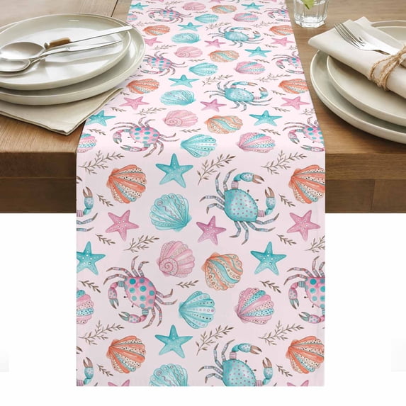 Table Runner Dresser Scarves 90 Inch Long,Summer Crab Shell Starfish ...