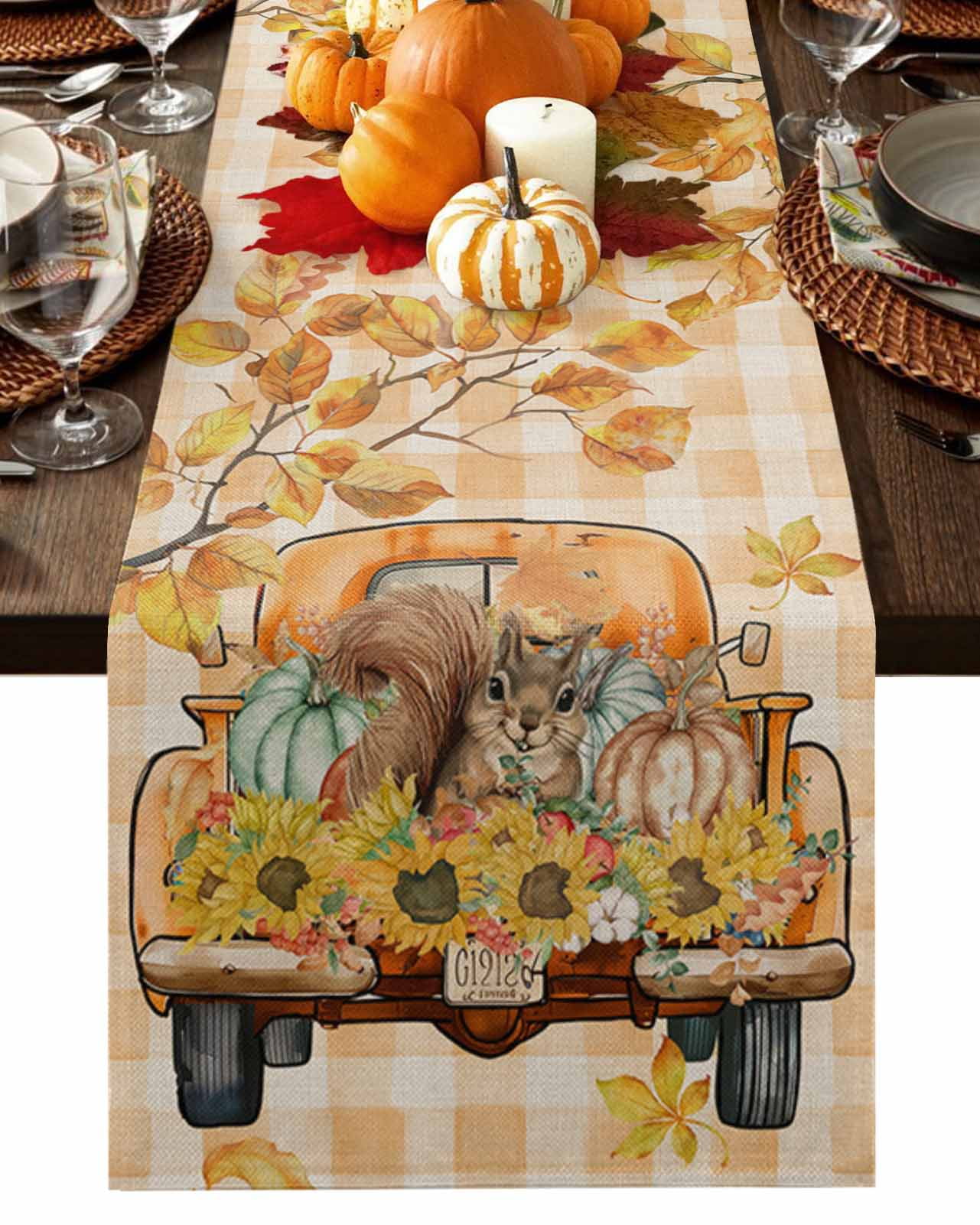 Table Runner Dresser Scarves 90 Inch Long,Thanksgiving Truck Pumpkin ...