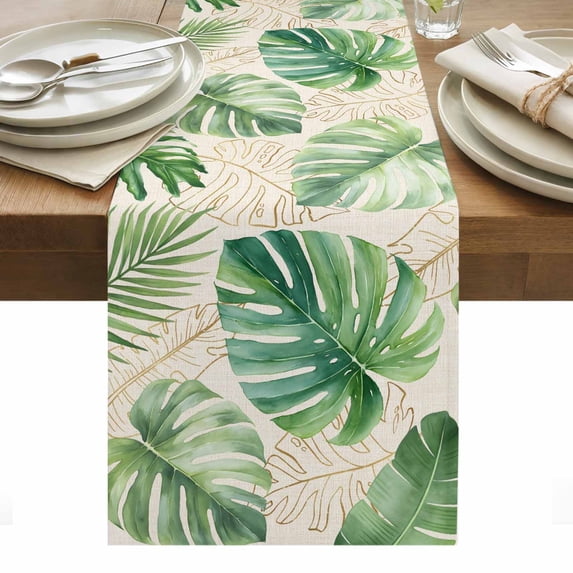 Table Runner Dresser Scarves 90 Inch Long,Tropical Monstera Leaves on ...