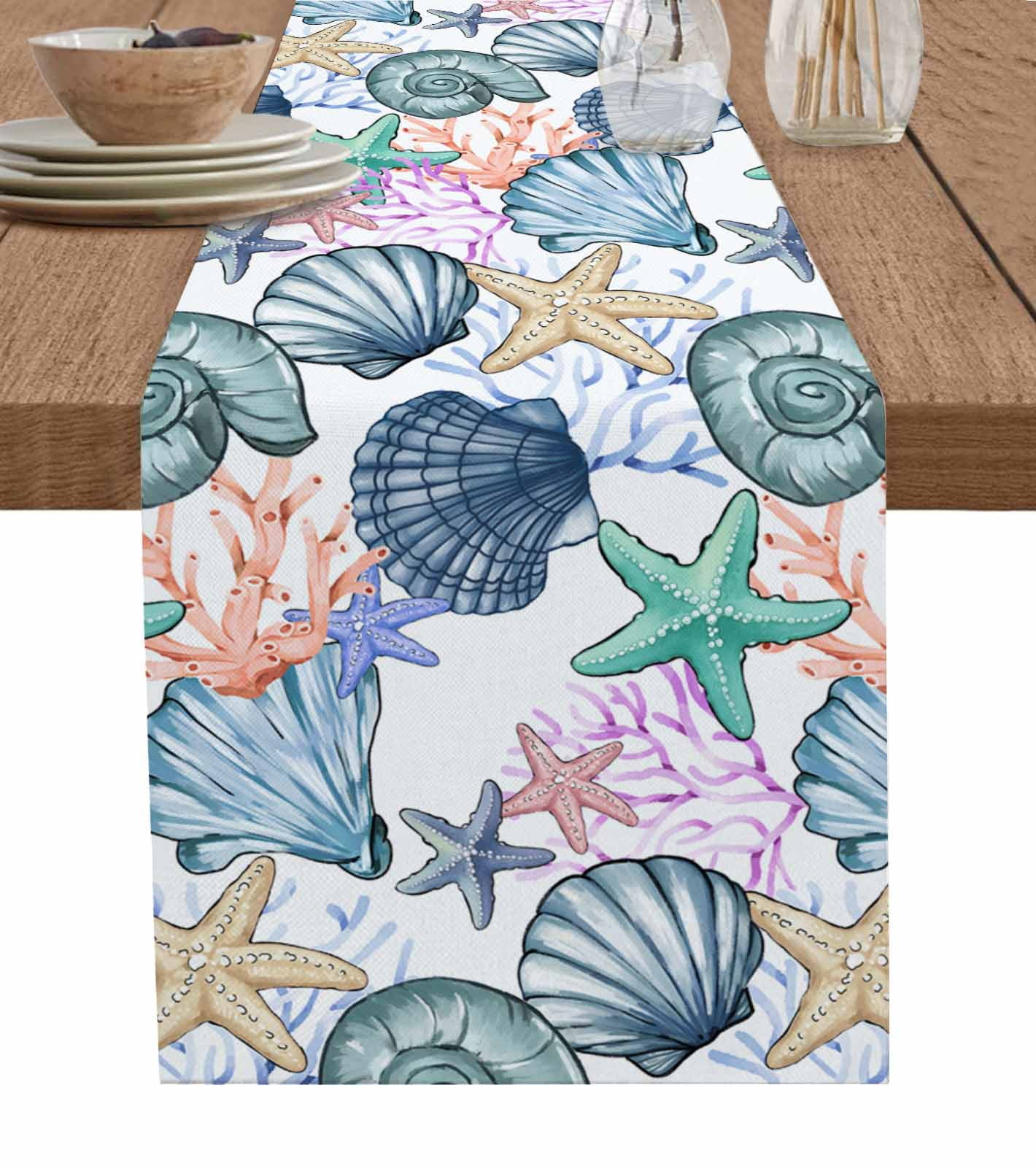 Table Runner Dresser Scarves 90 Inch Long,Underwater Shell Conch ...