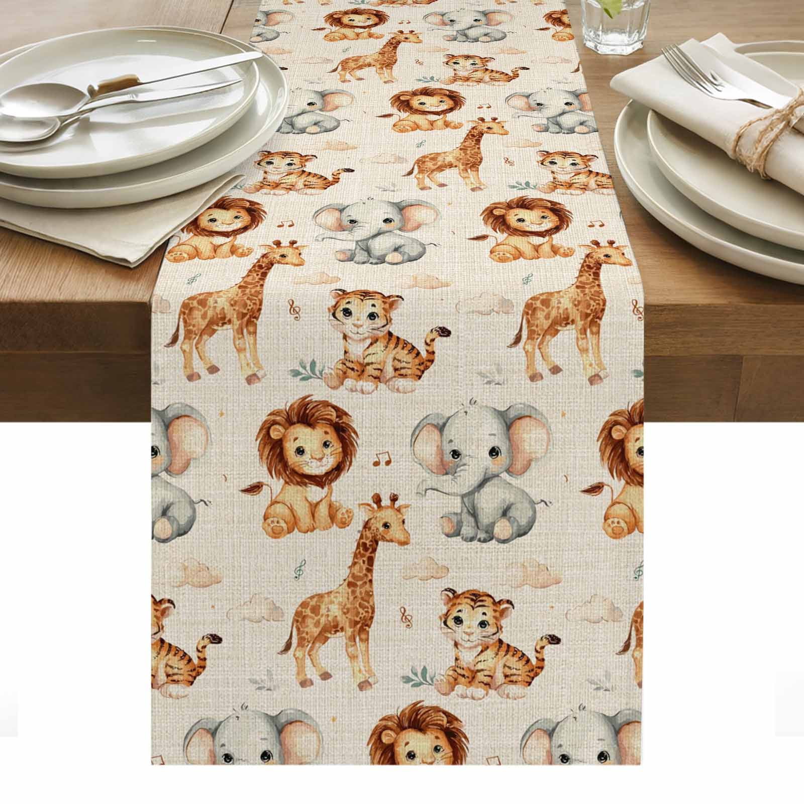 Table Runner Dresser Scarves 90 Inch Long,Vintage Cartoons Animals ...