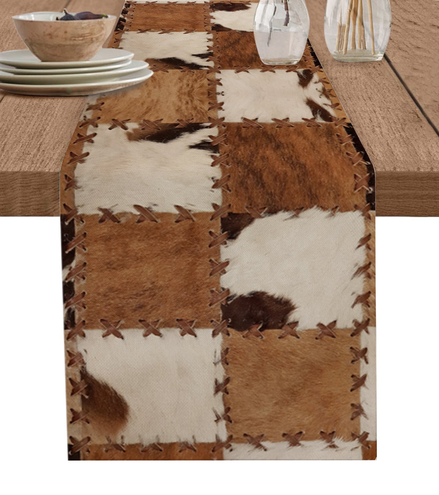 Table Runner Dresser Scarves 90 Inch Long, Vintage Cattlehide Leather ...